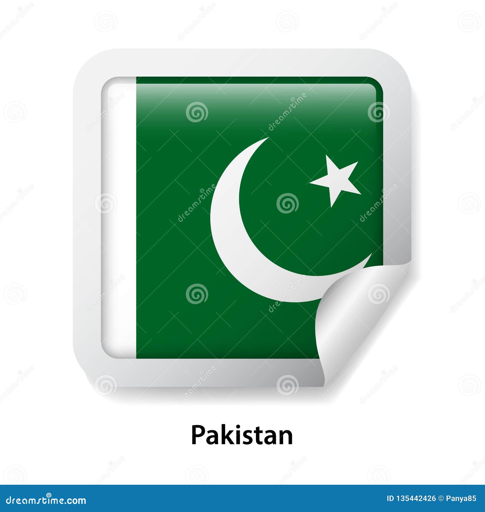Flag of Pakistan. Round Glossy Sticker Stock Vector - Illustration of ...