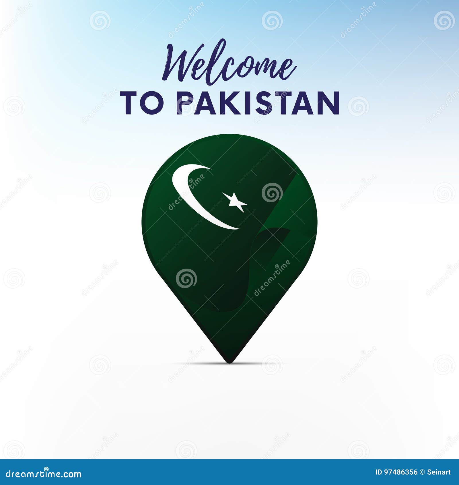 Flag of Pakistan in Shape of Map Pointer or Marker. Welcome To Pakistan ...