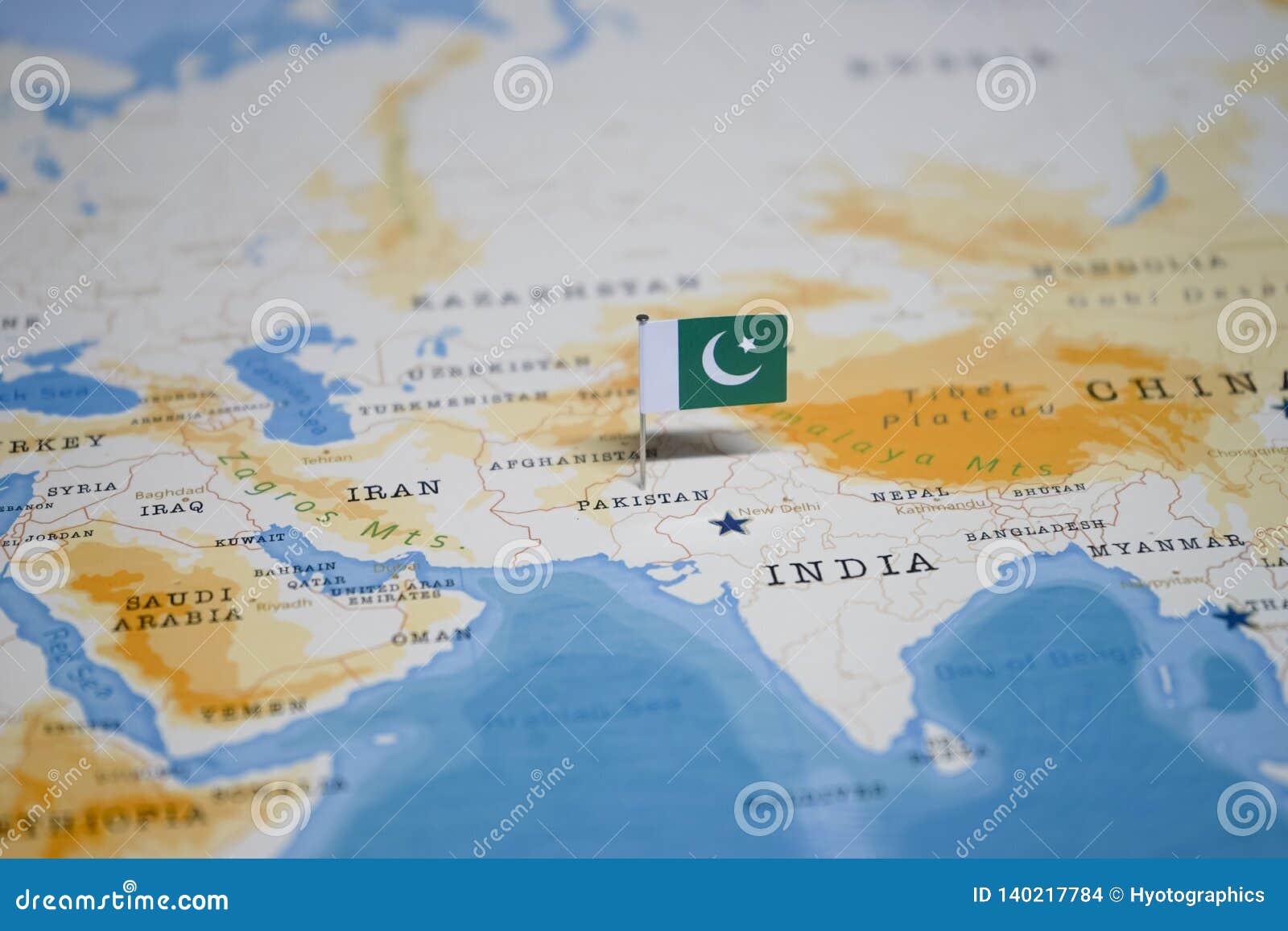 The Flag of Pakistan in the World Map Stock Photo - Image of land ...