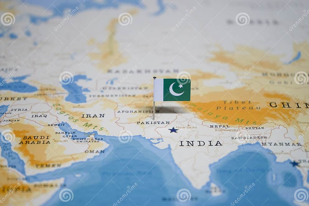 The Flag of Pakistan in the World Map Stock Photo - Image of ...