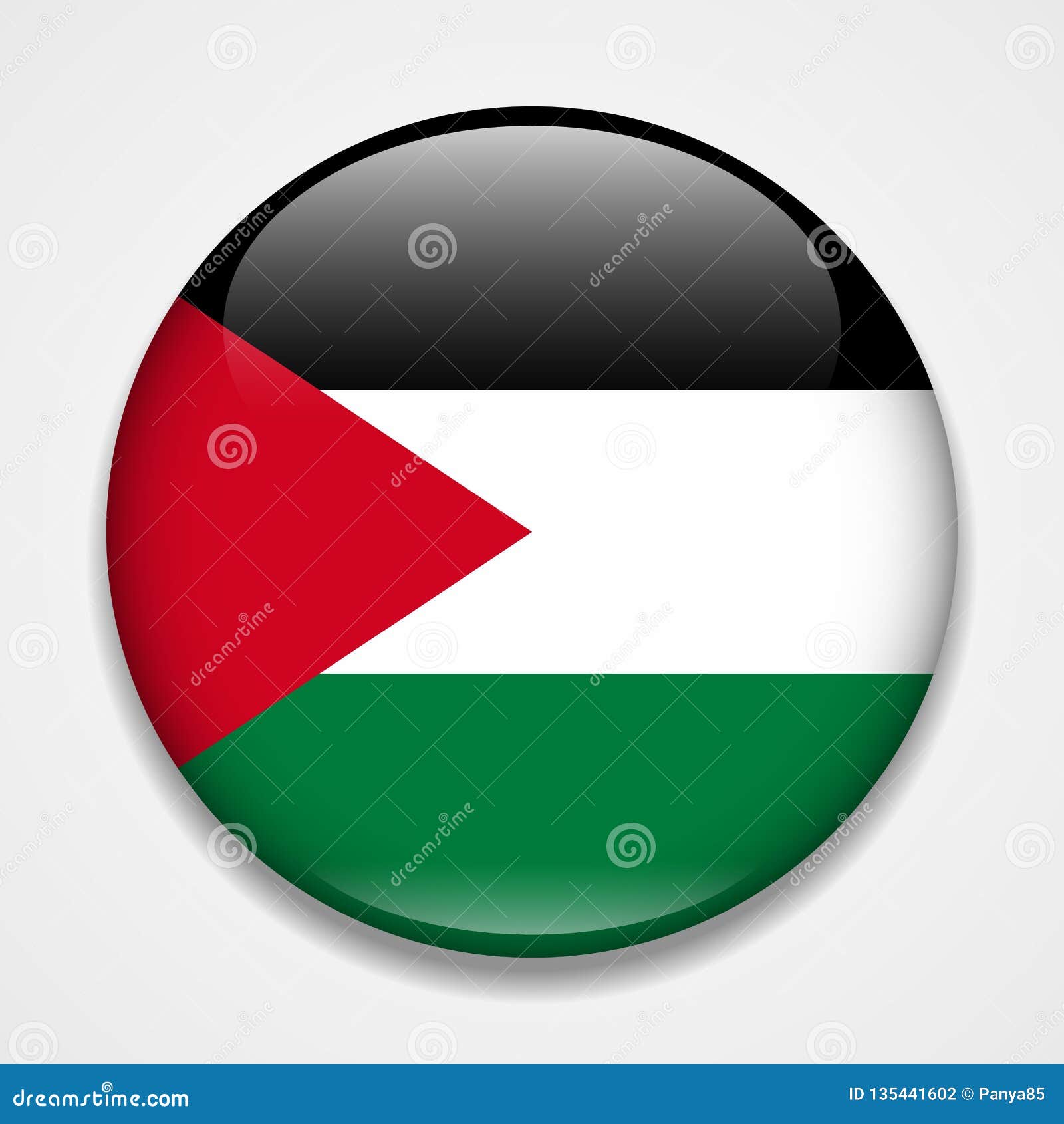 Flag of Palestine. Round Glossy Badge Stock Vector - Illustration of ...