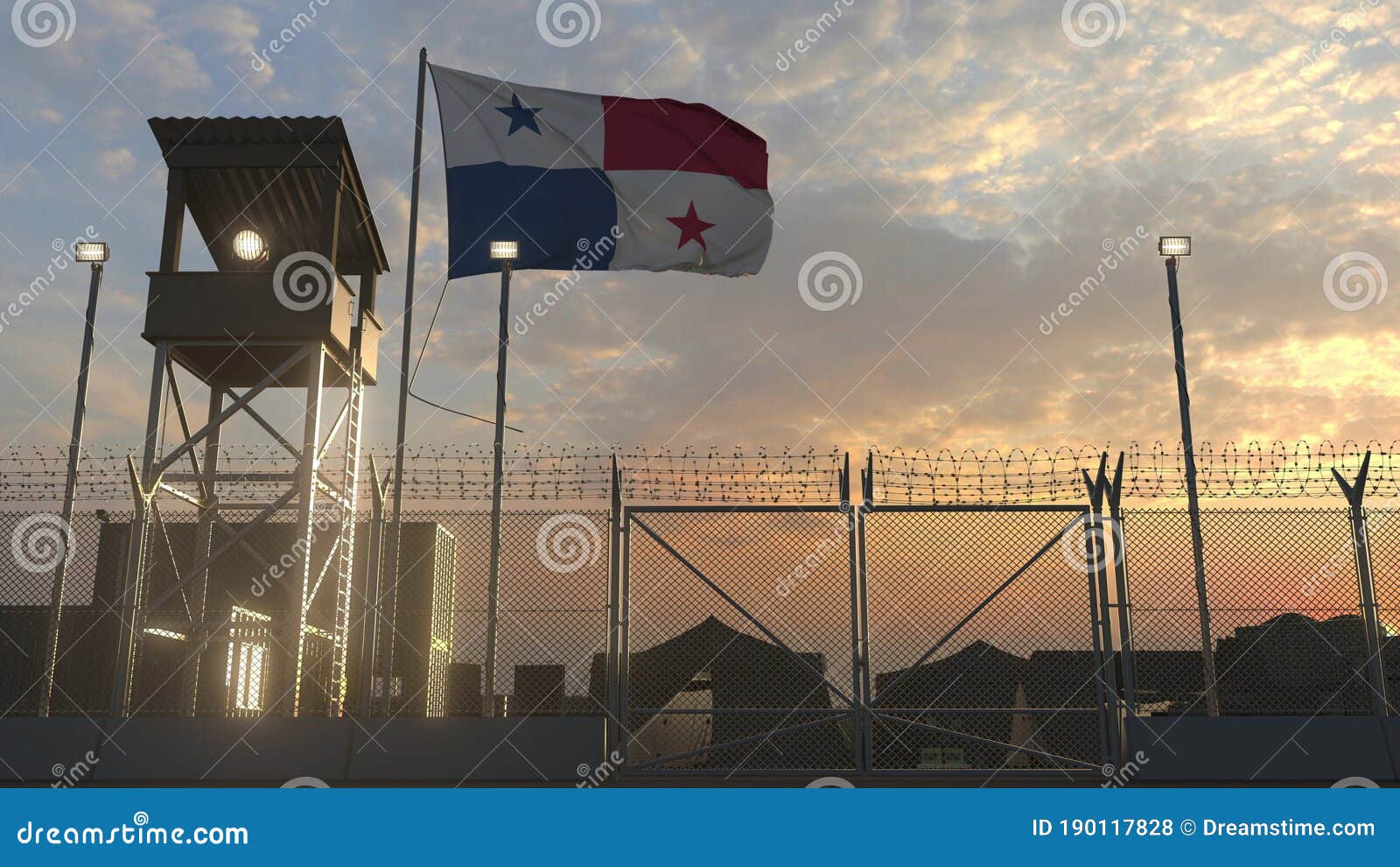 Flag of Panama at Military Base Stock Illustration - Illustration of ...