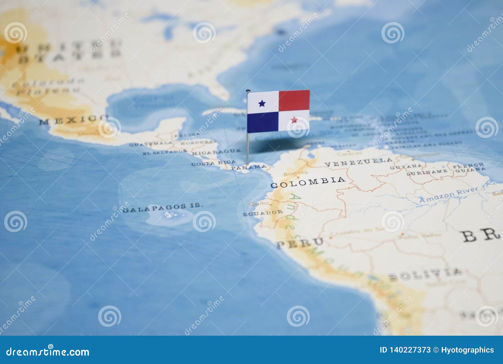 The Flag of Panama in the World Map Stock Image - Image of cities ...