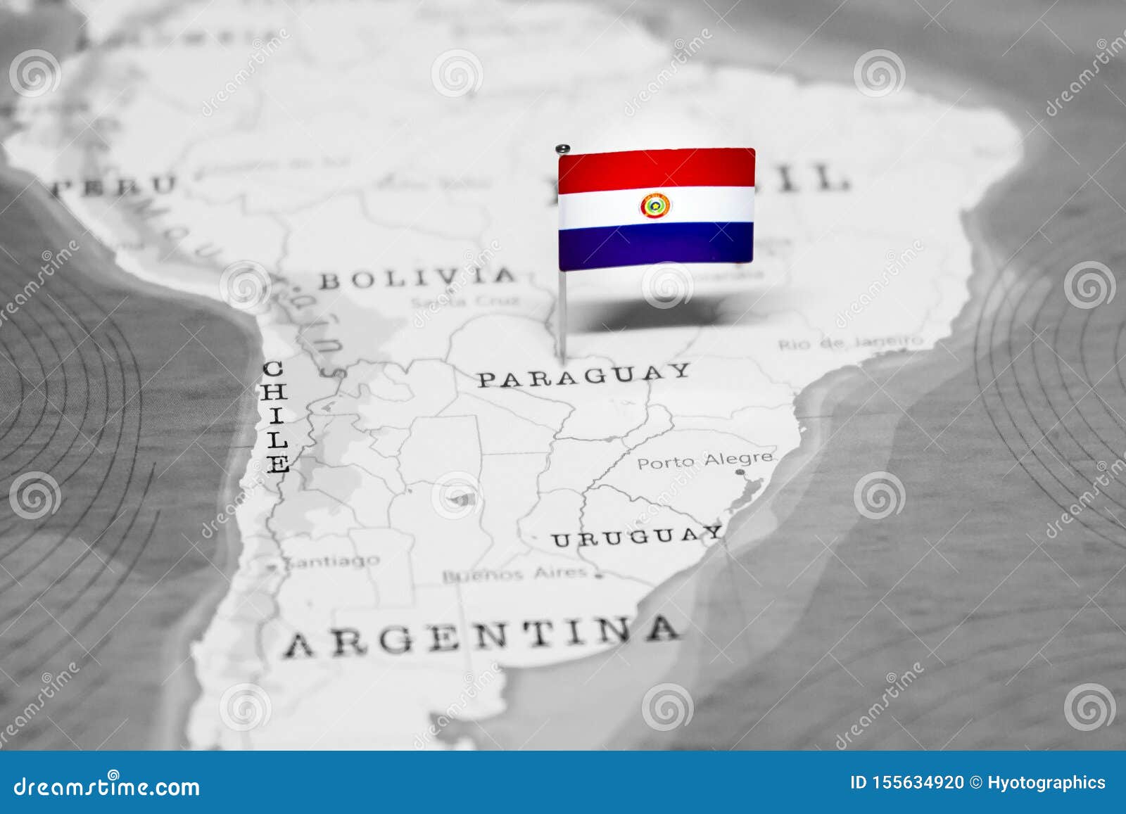 The Flag of Paraguay in the World Map Stock Photo - Image of journey ...