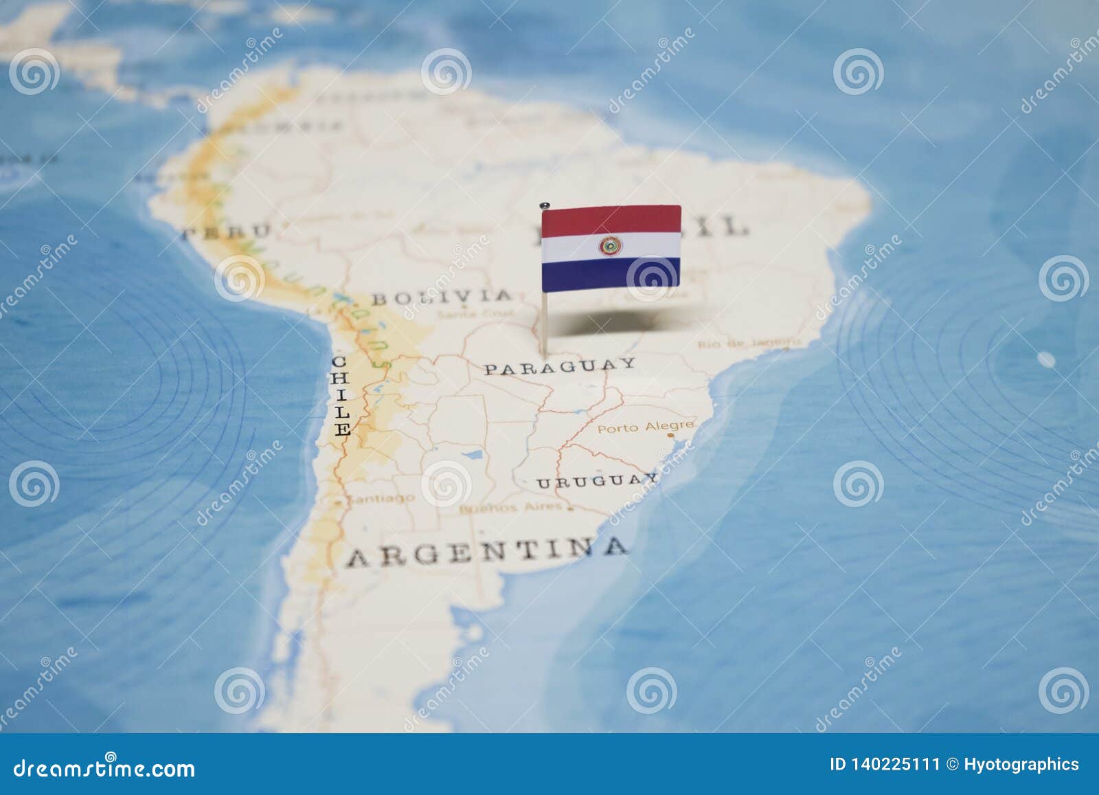 The Flag of Paraguay in the World Map Stock Image - Image of countries ...
