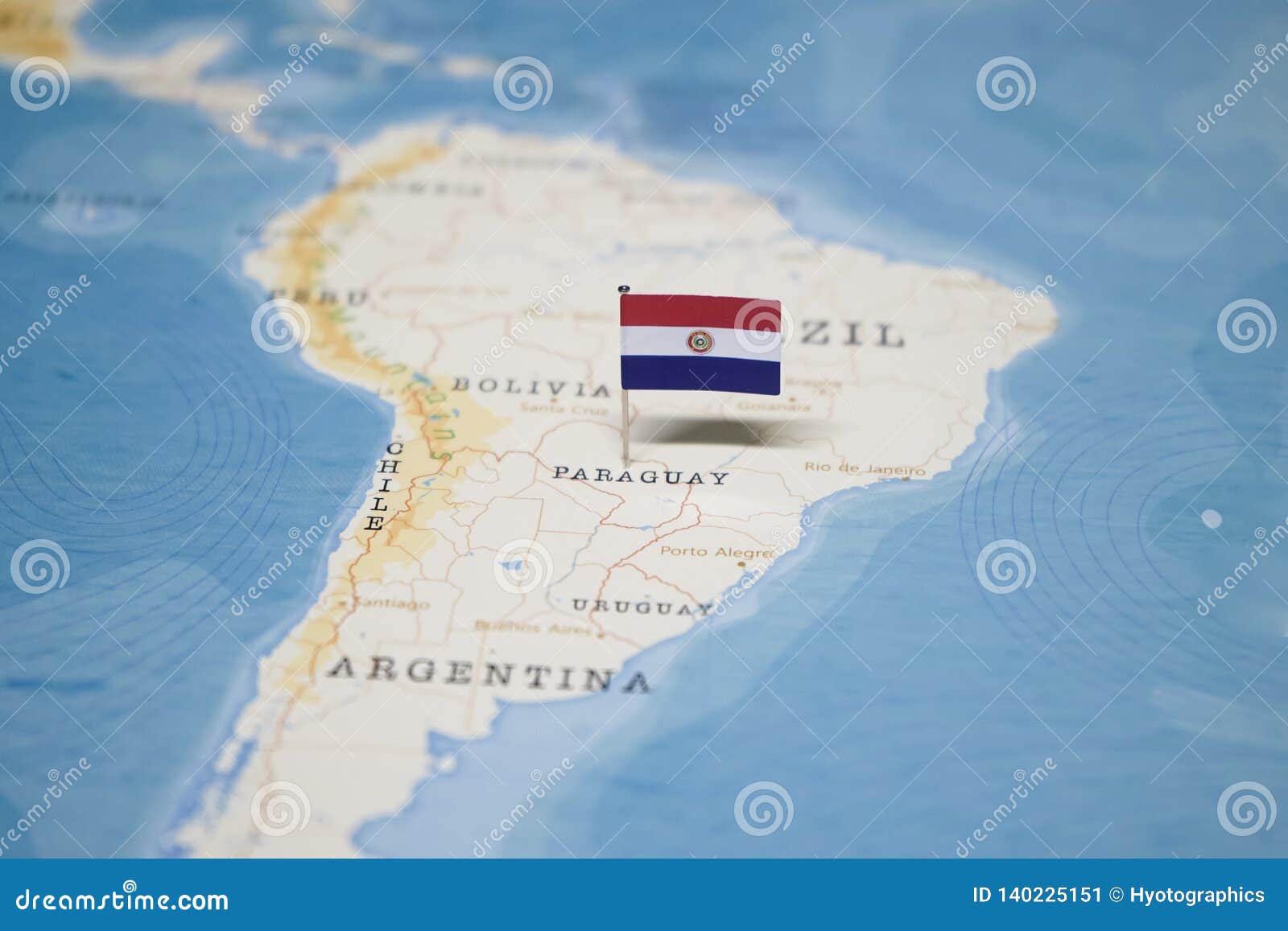 The Flag of Paraguay in the World Map Stock Image - Image of journey ...