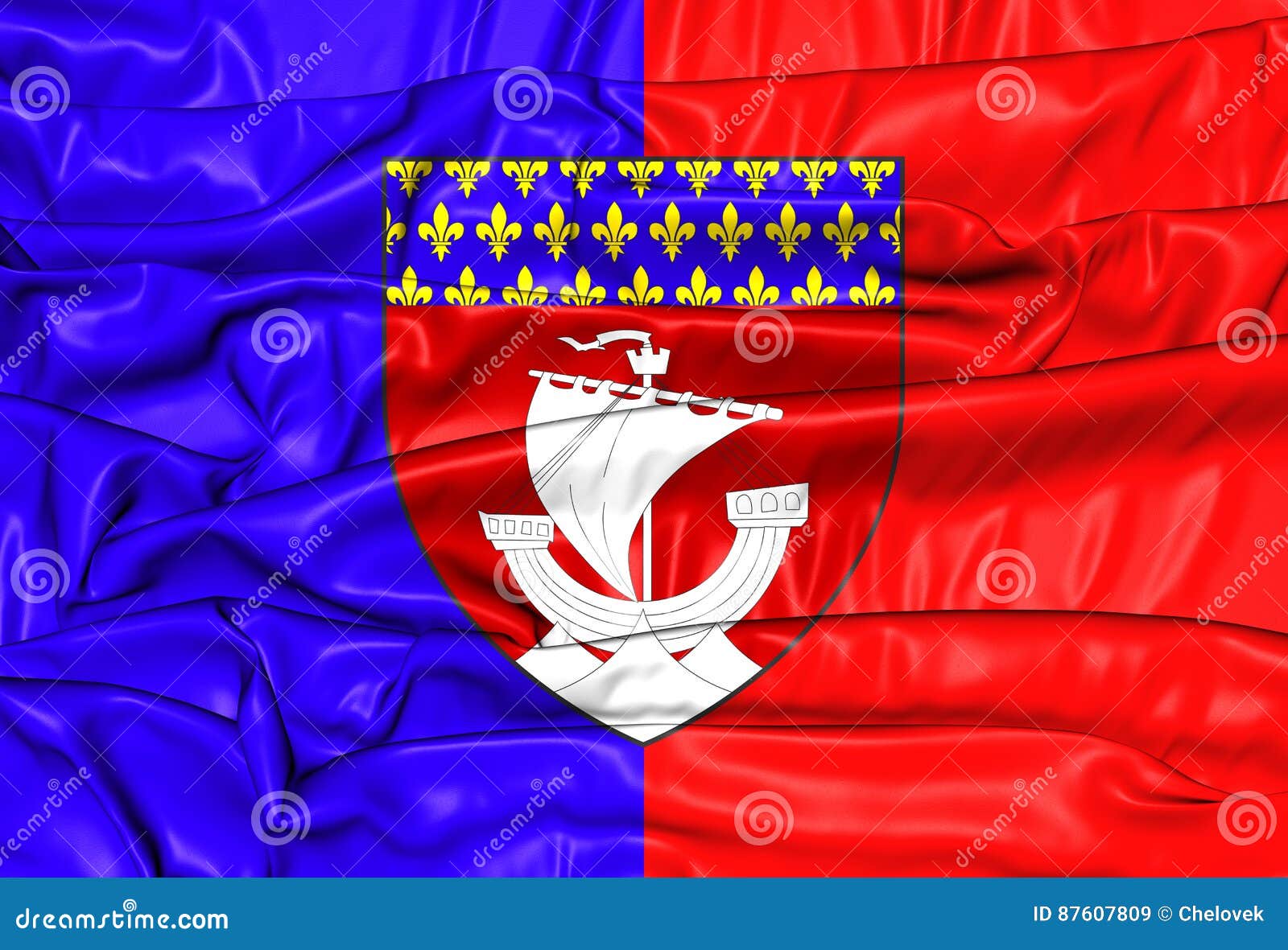 Flag of Paris, France. stock illustration. Illustration of paris - 87607809