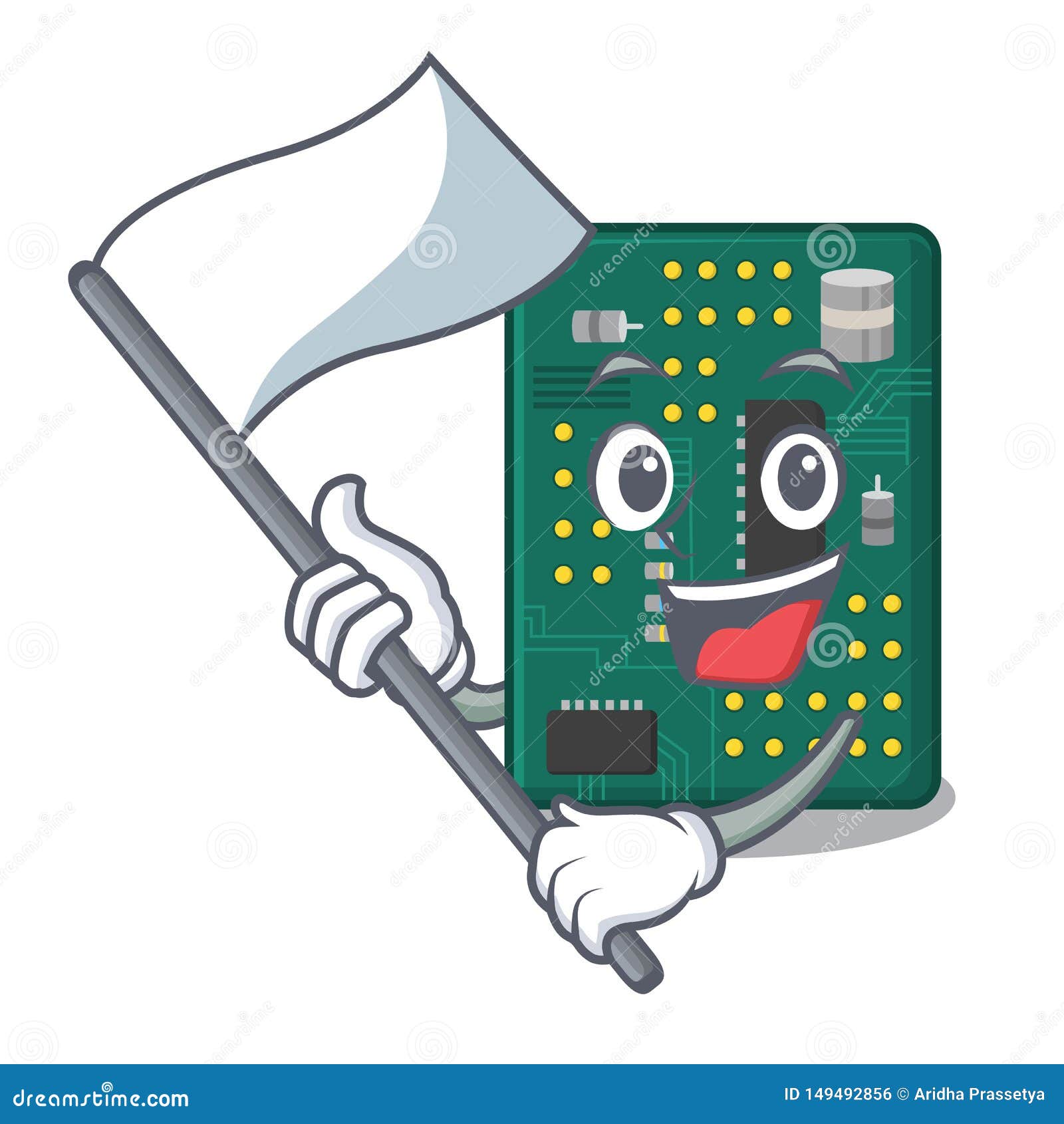 With Flag PCB Circuit Board in the Cartoon Stock Vector - Illustration ...