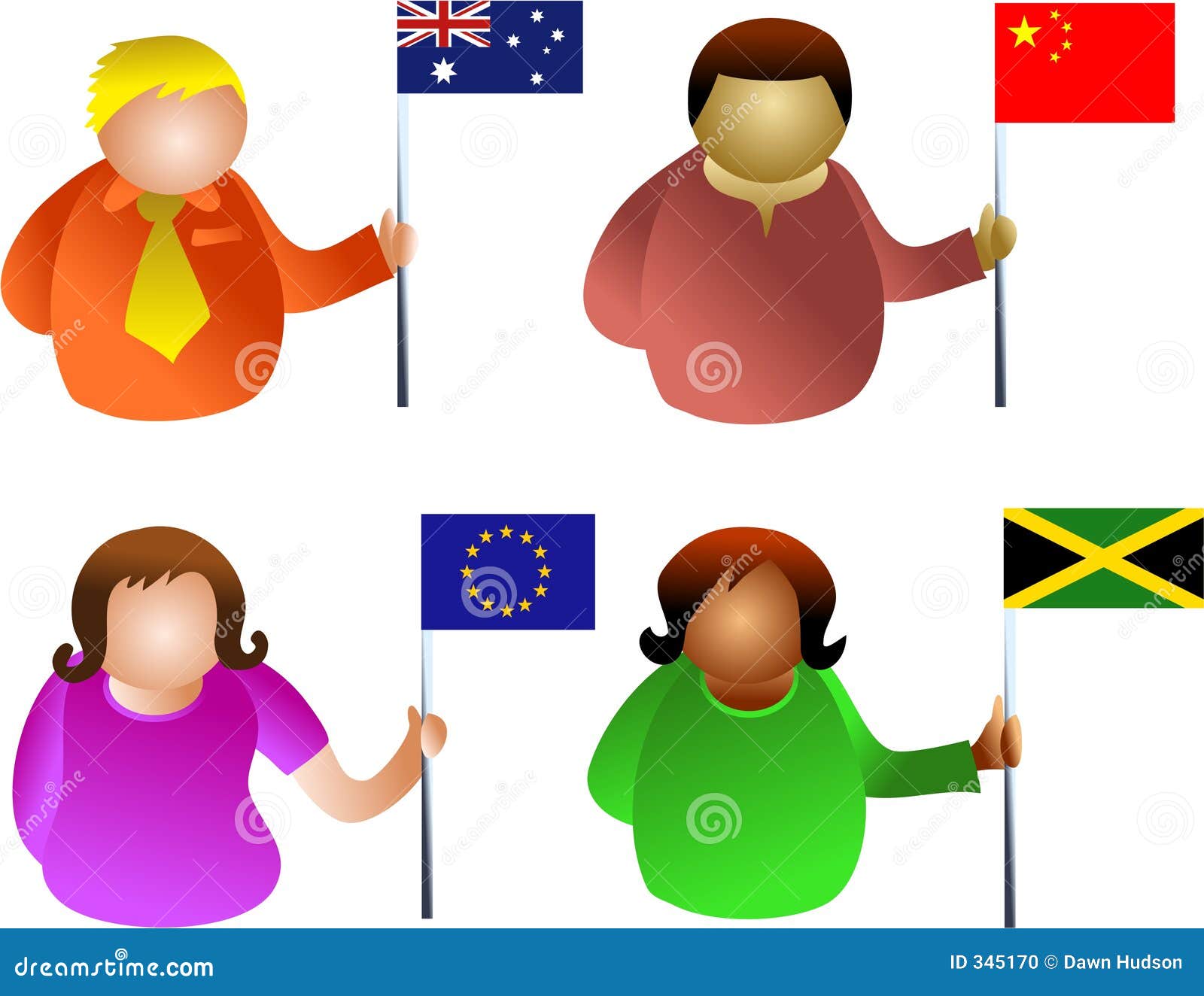 Flag people stock illustration. Illustration of flags, cultures - 345170
