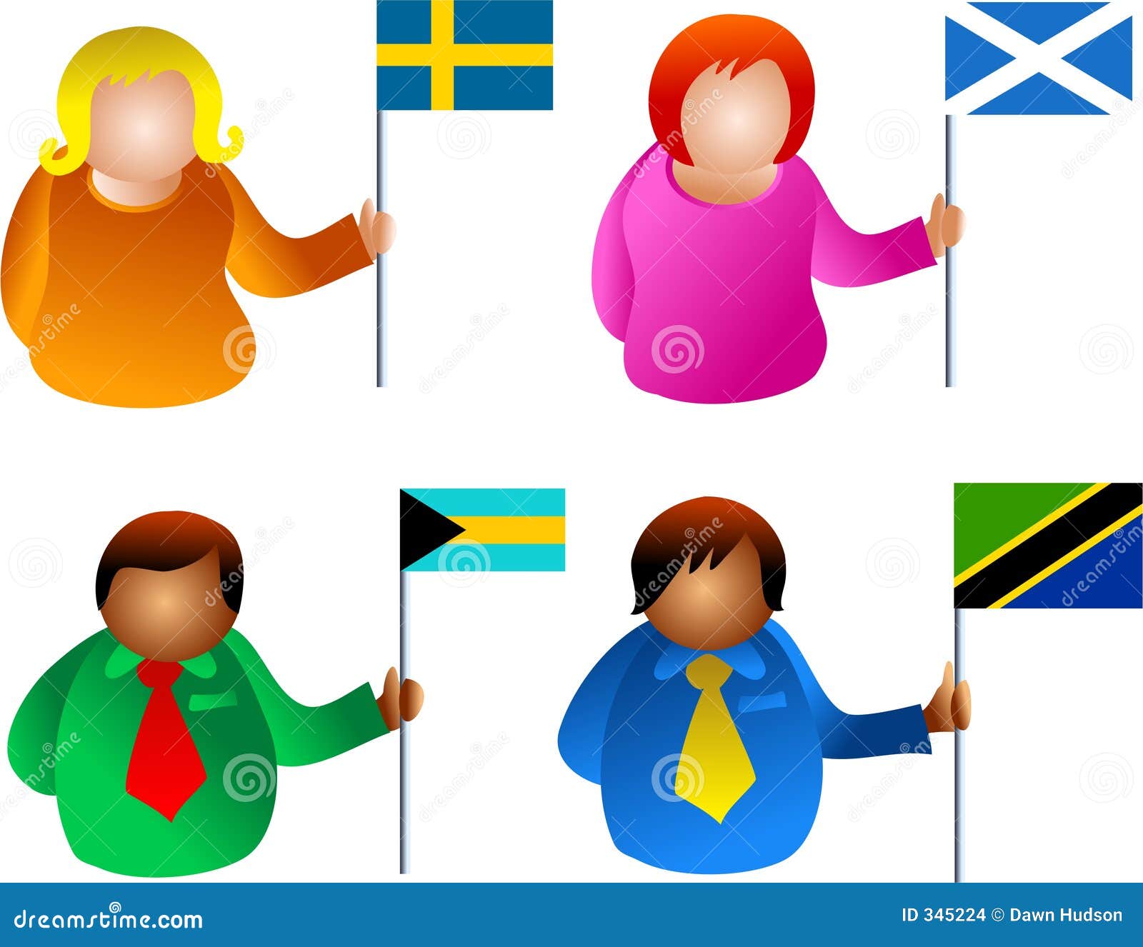 Flag people stock illustration. Illustration of woman, flags - 345224