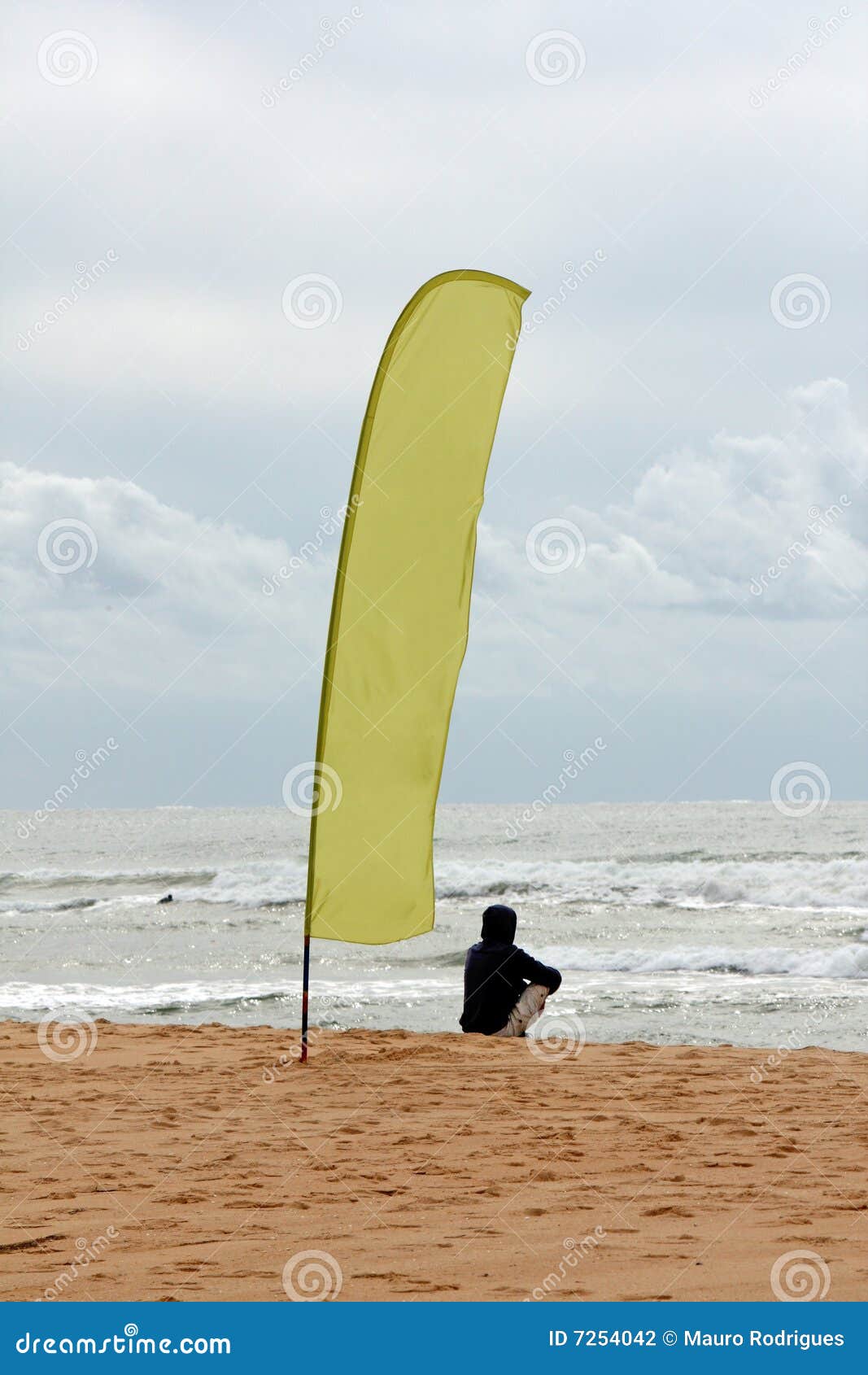 Flag and person on beach stock photo. Image of flag, relax - 7254042