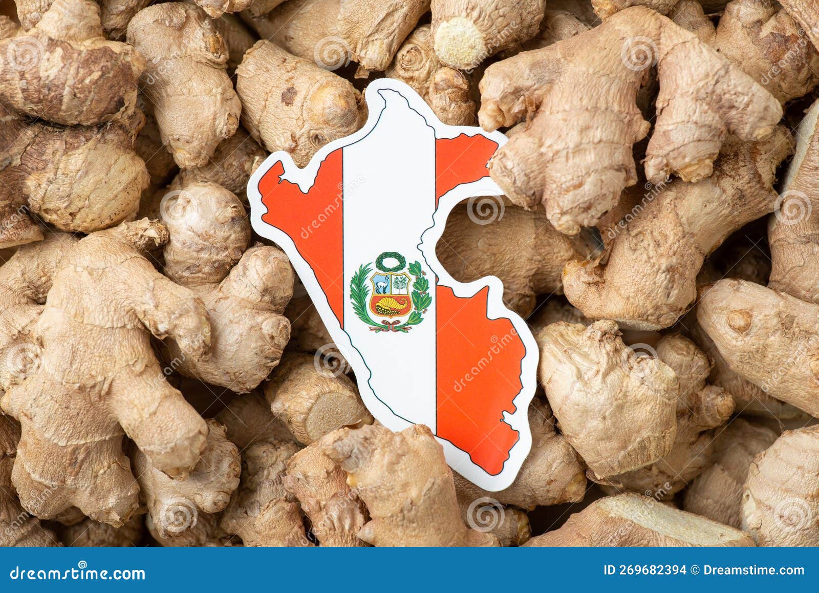 Flag of Peru on Ginger Roots Background Stock Photo - Image of aroma ...