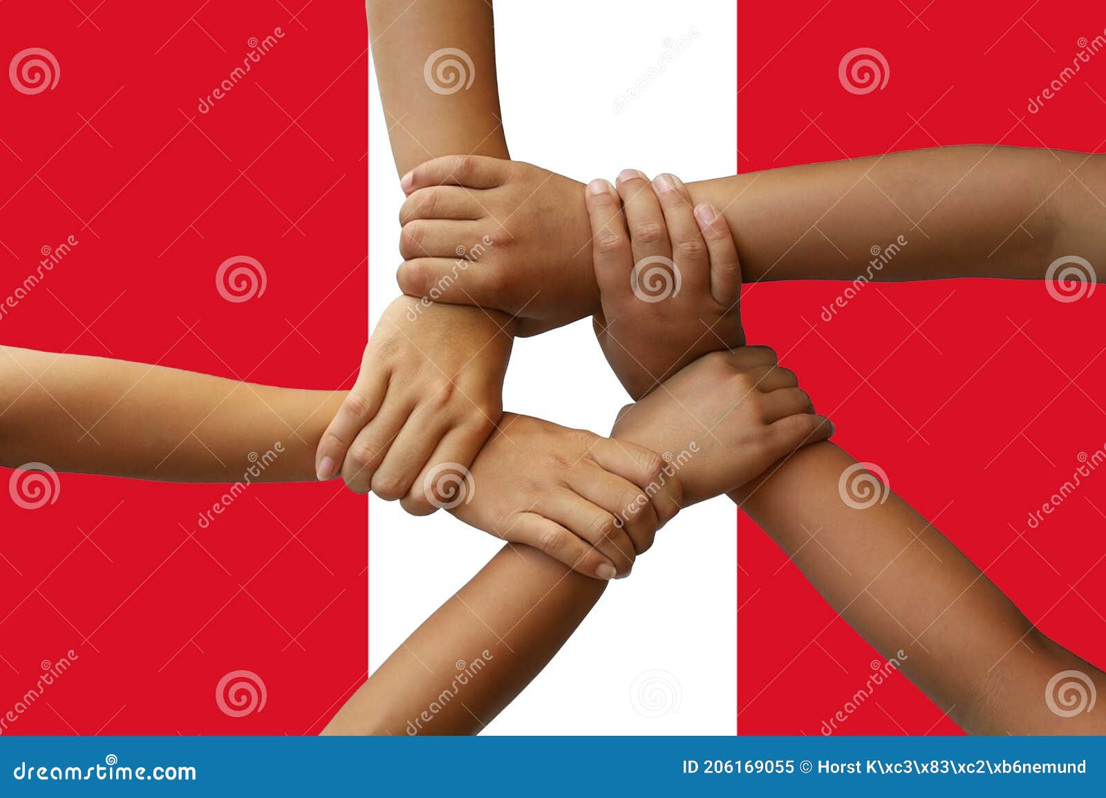 Flag of Peru, Intergration of a Multicultural Group of Young People ...