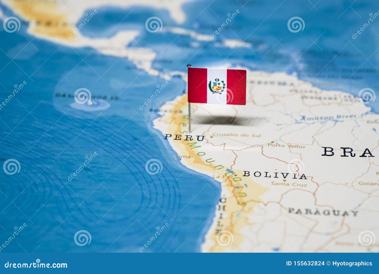 The Flag of Peru in the World Map Stock Photo - Image of globe ...