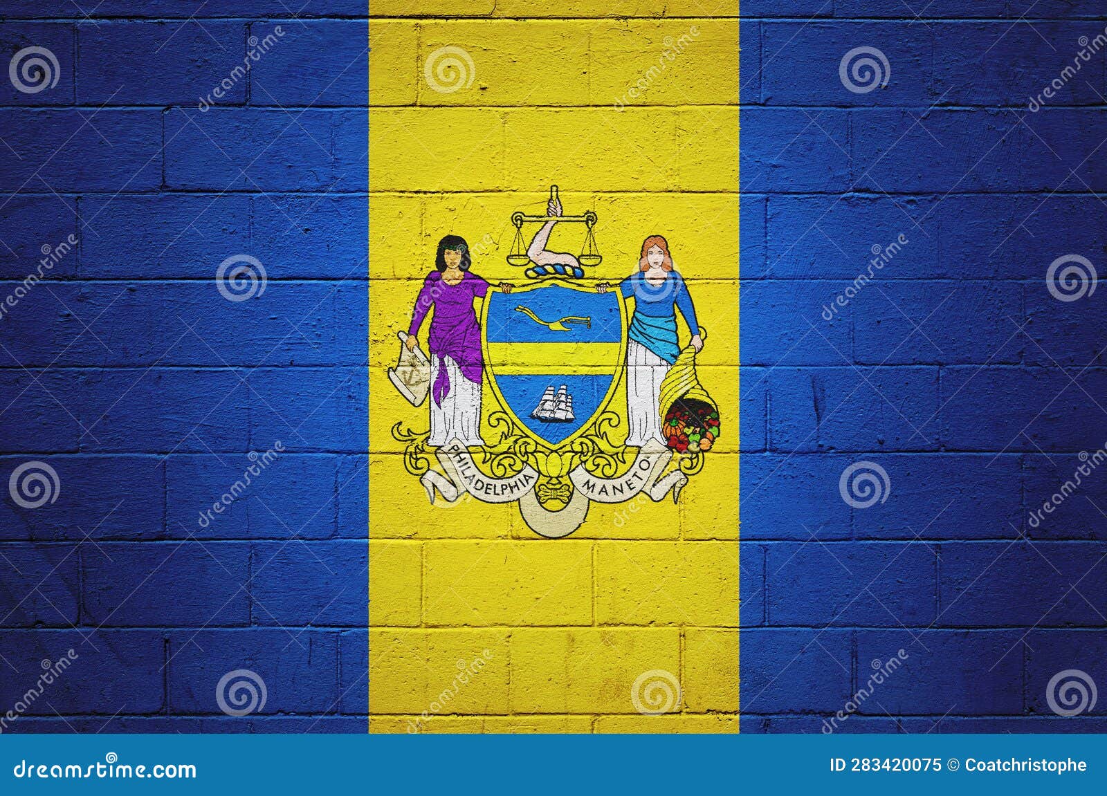 Flag of Philadelphia Painted on a Wall Stock Image - Image of composite ...