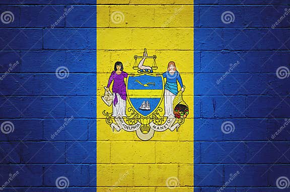 Flag of Philadelphia Painted on a Wall Stock Image - Image of composite ...