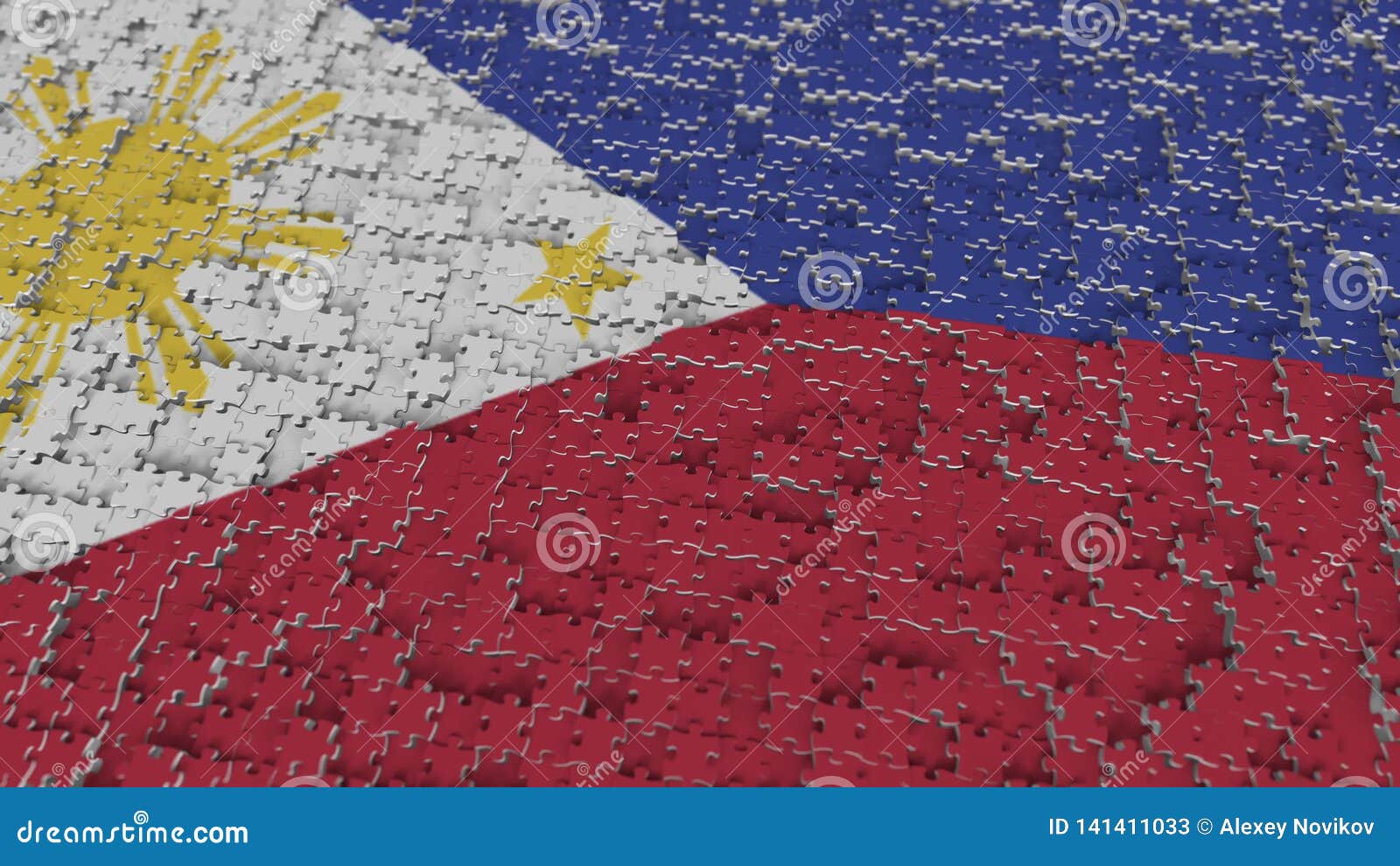 Flag of Philippines Being Made with Jigsaw Puzzle Pieces. Problem ...