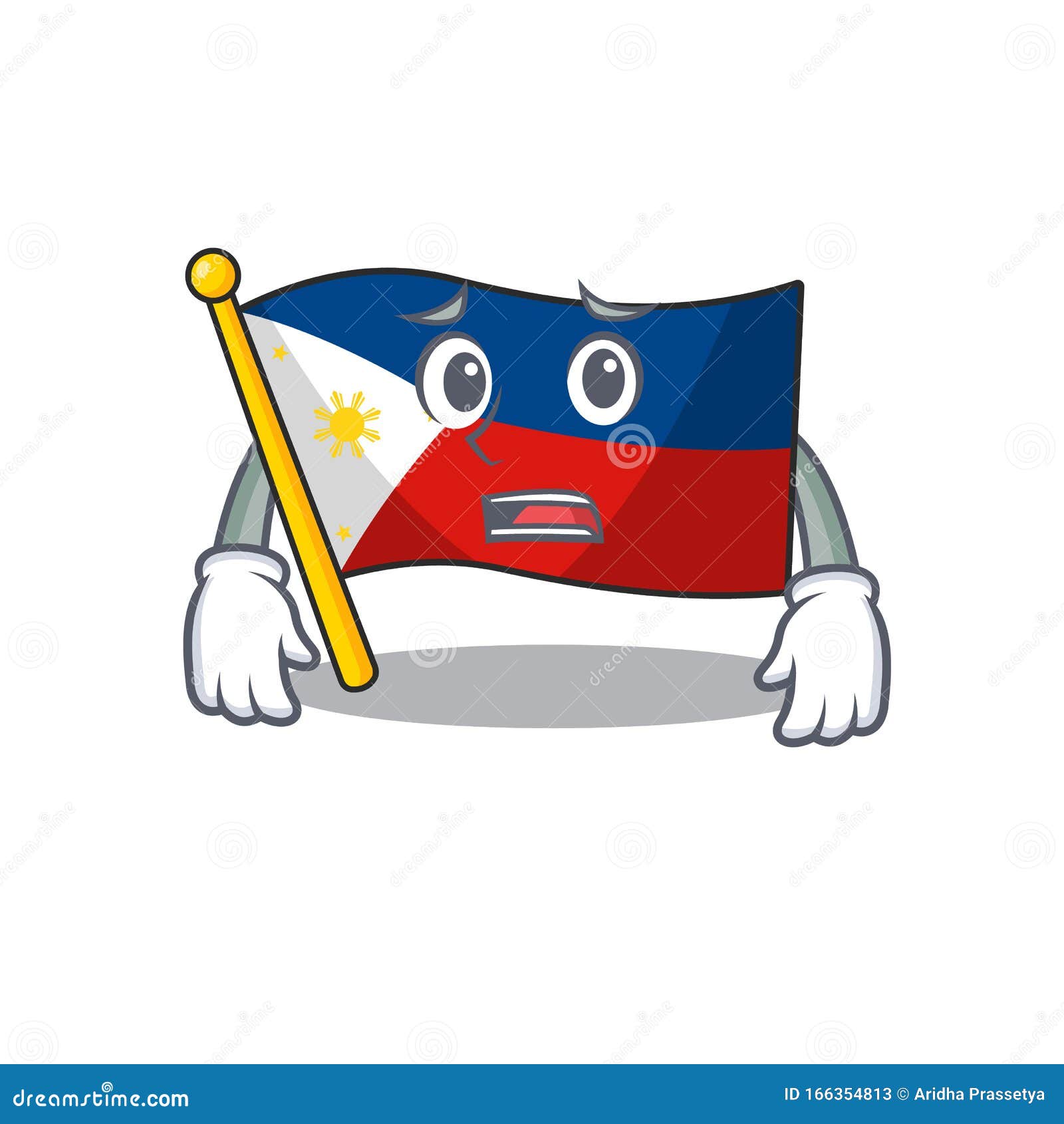 Flag Philippines Cartoon Character Showing Afraid Look Face Stock ...
