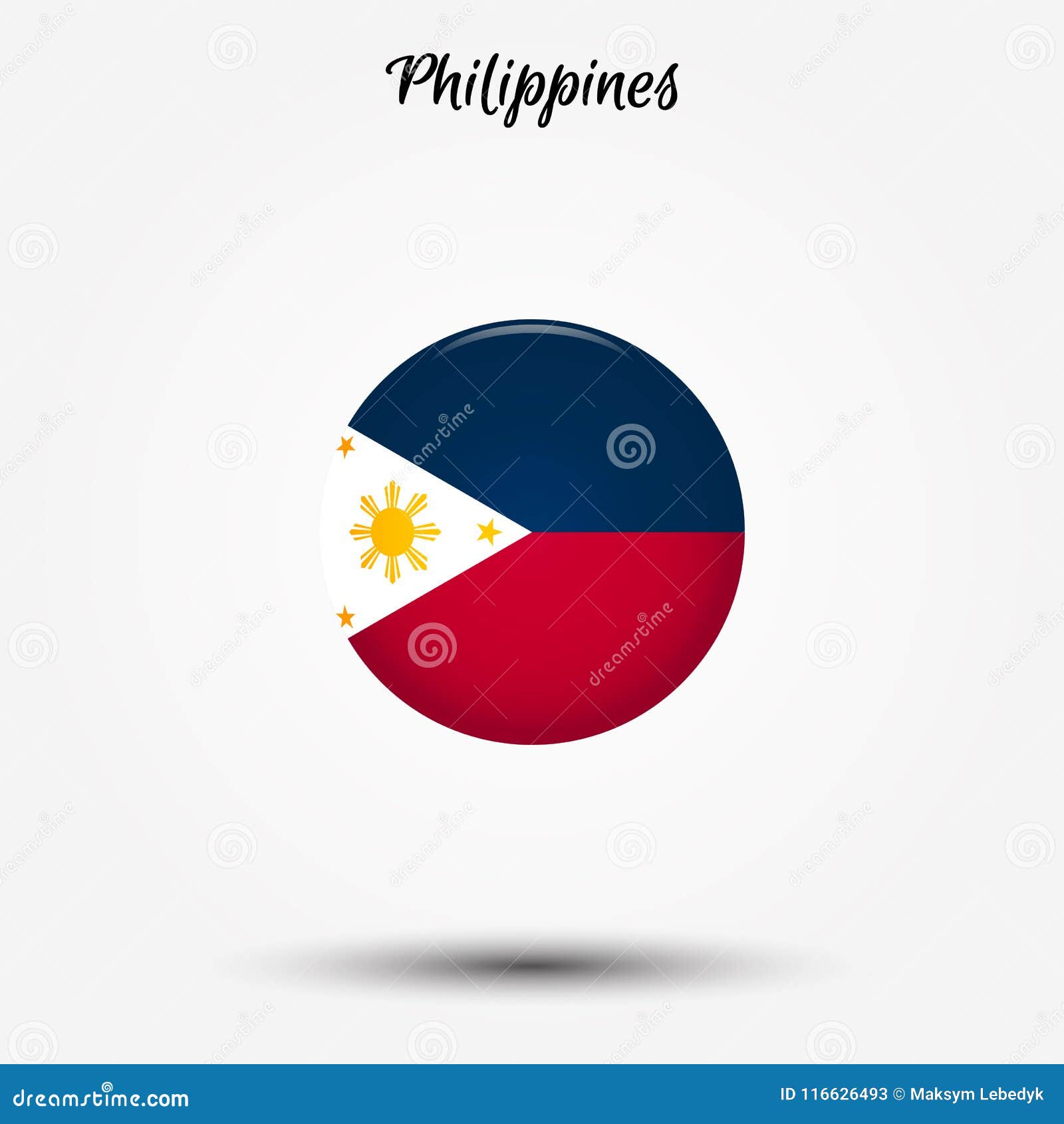 Flag of Philippines icon stock illustration. Illustration of emblem ...