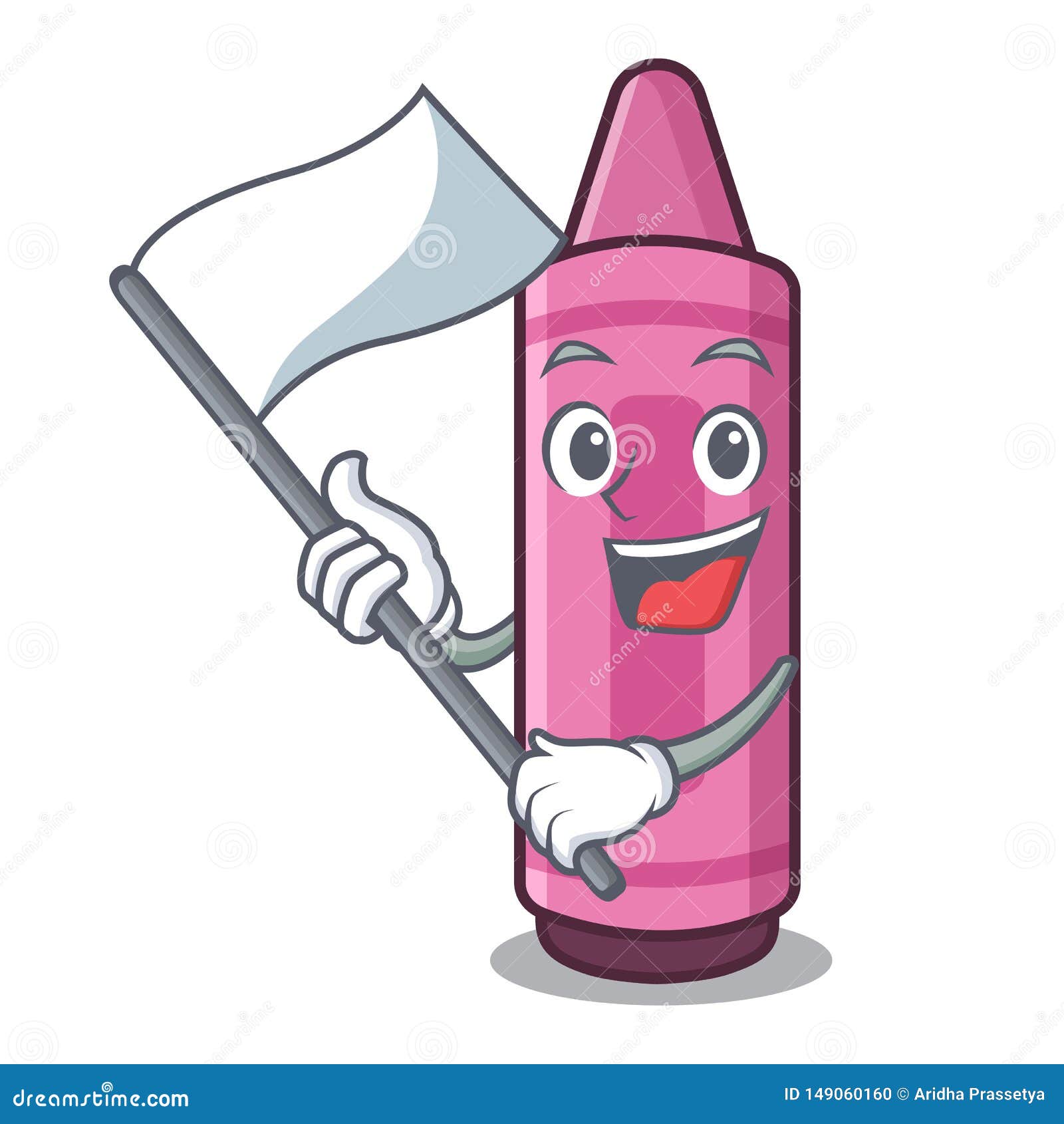 With Flag Pink Crayon Above Cartoon School Book Stock Vector ...