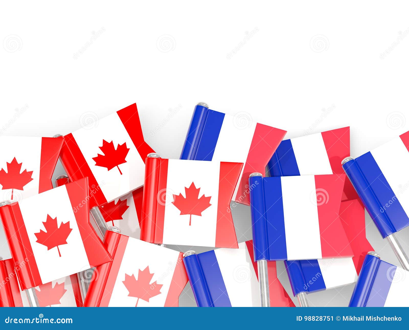 Flag Pins of Canada and France on White Stock Illustration ...
