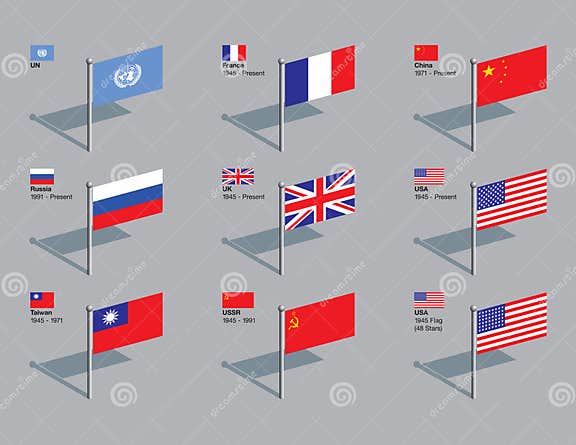 Flag Pins, UN Security Council Stock Vector - Illustration of nations ...