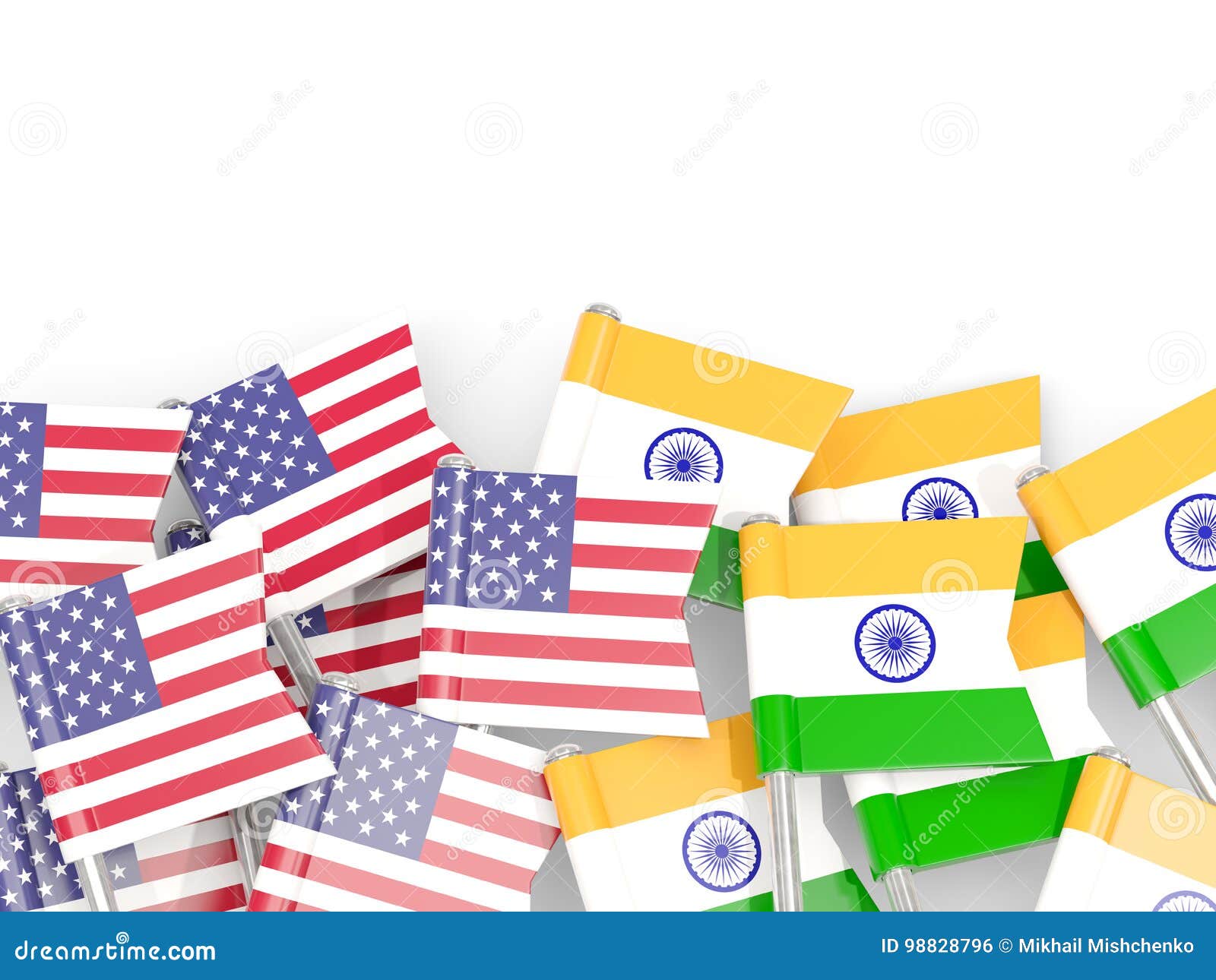 Flag Pins of USA and India on White Stock Illustration - Illustration ...
