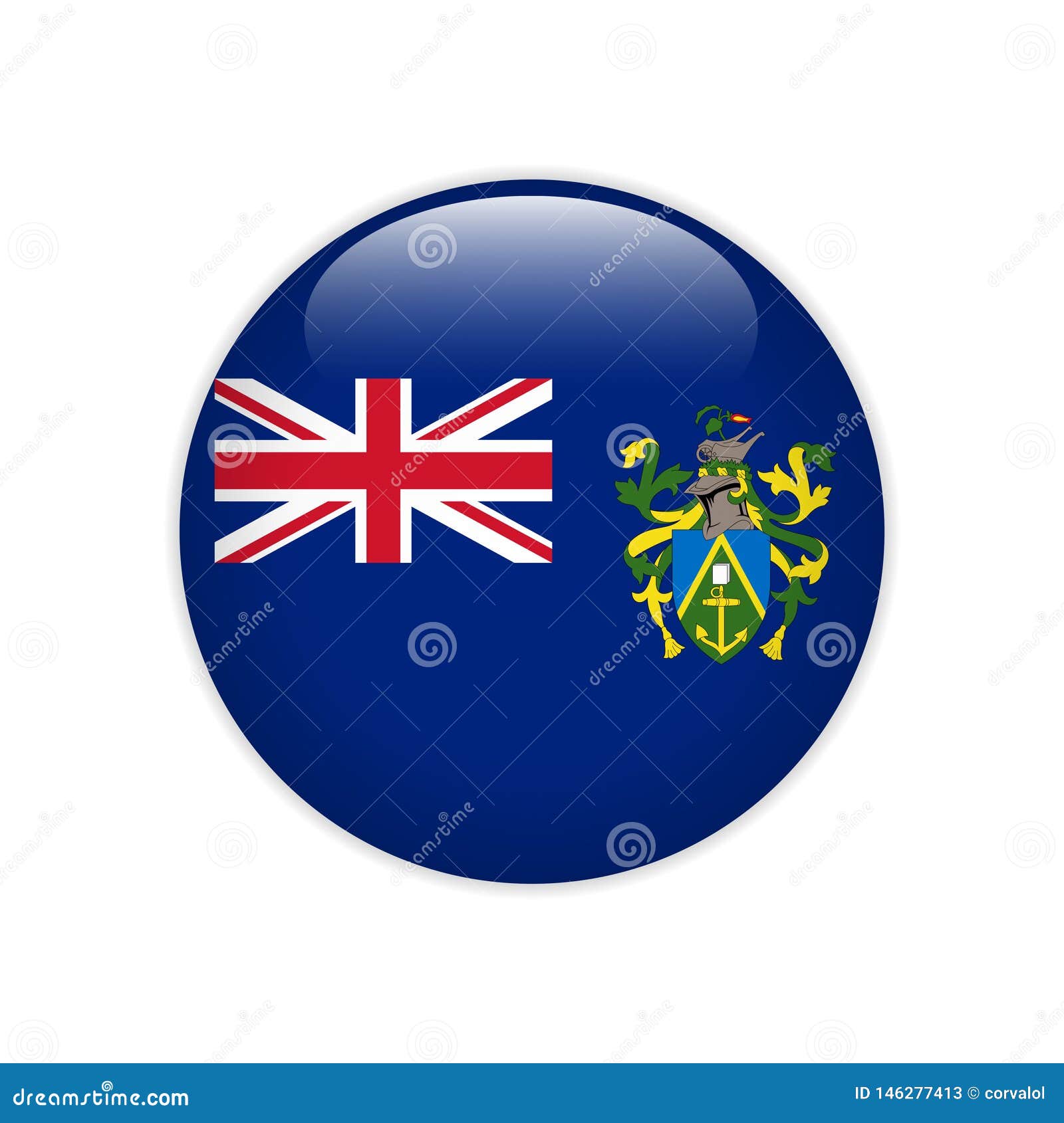 Flag of Pitcairn Islands Button Stock Vector - Illustration of icon ...