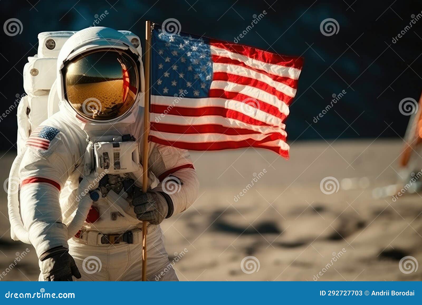 Flag Planting on the Moon S Surface. Stock Illustration - Illustration ...