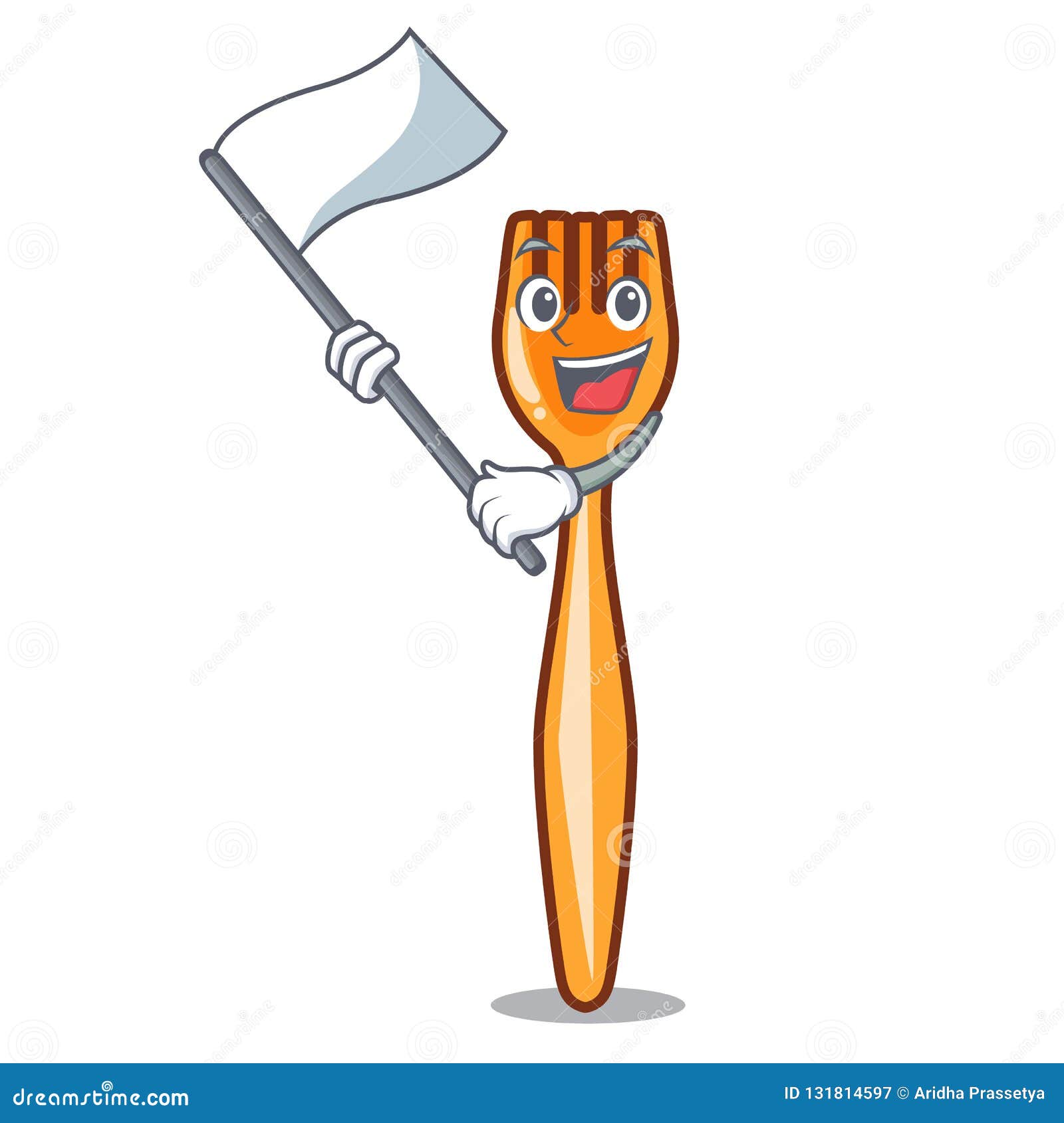 With Flag Plastic Fork on Cartoon Image Funny Stock Vector ...