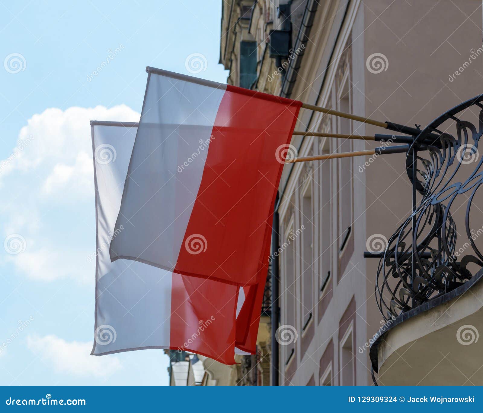 Flag of Poland on a Balcony Stock Photo - Image of outdoors, selective ...
