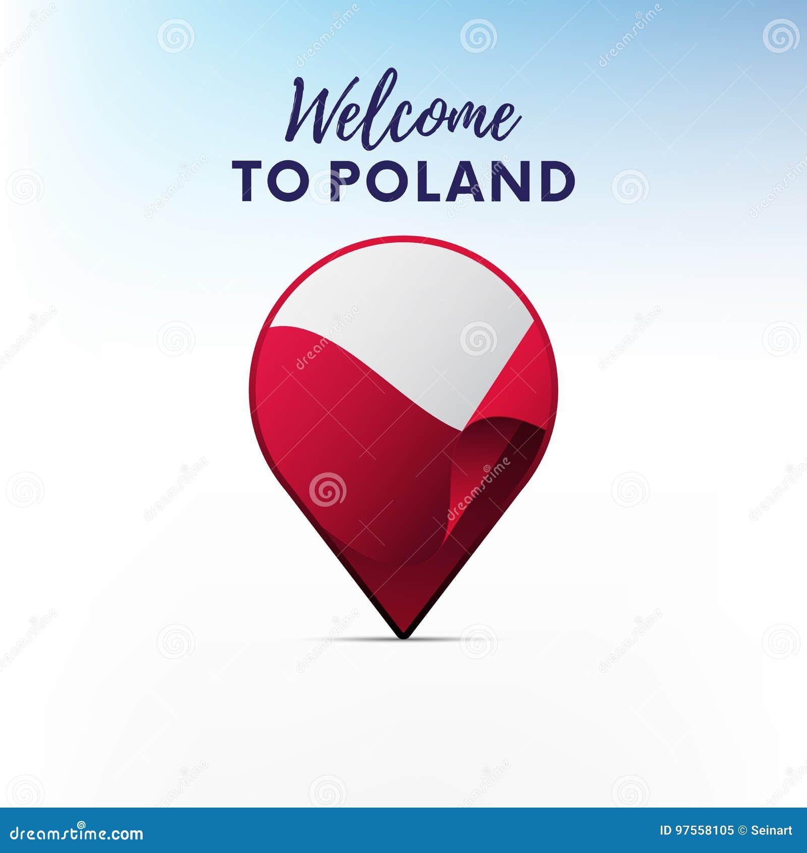 Flag of Poland in Shape of Map Pointer or Marker. Welcome To Poland ...