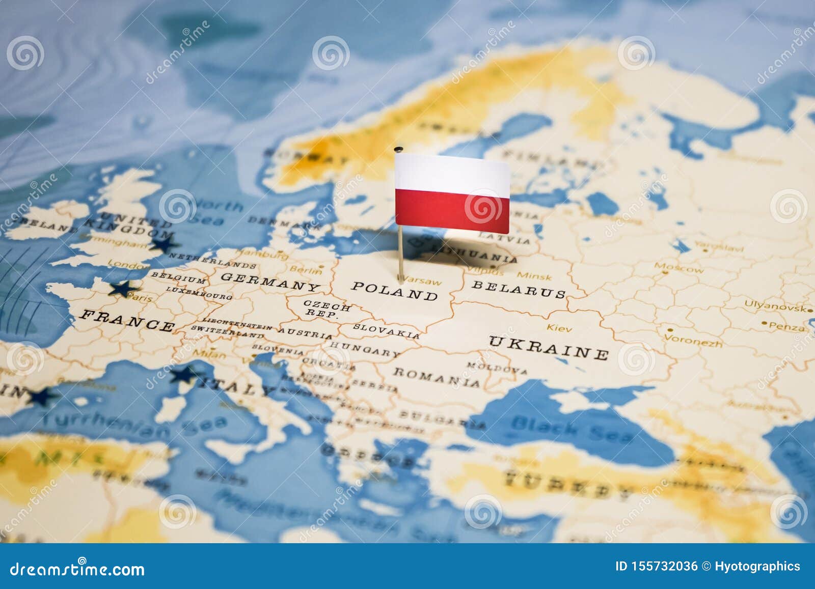 The Flag of Poland in the World Map Stock Photo - Image of locations ...