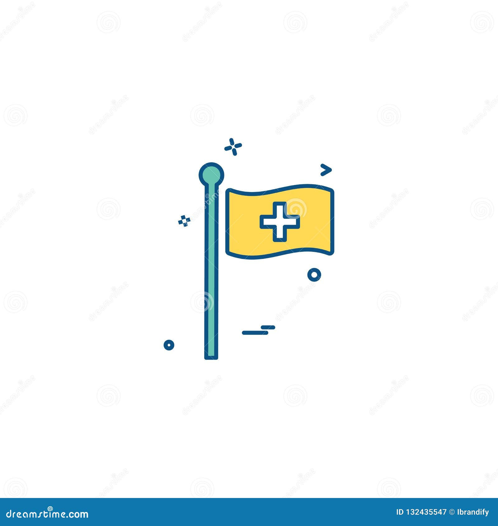 Flag Pole Hospital Icon Vector Design Stock Vector - Illustration of ...