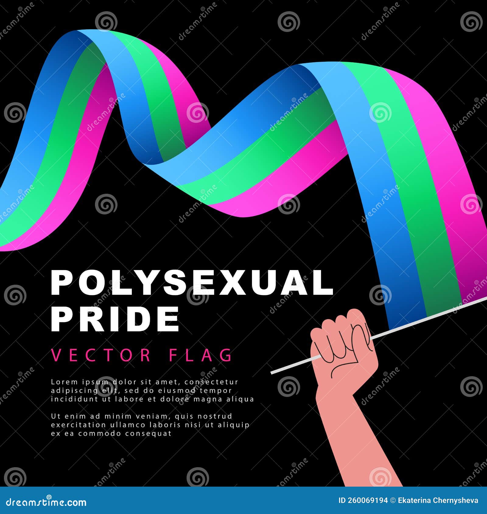 The Flag Of Polysexual Pride In The Hand Of A Man Sexual