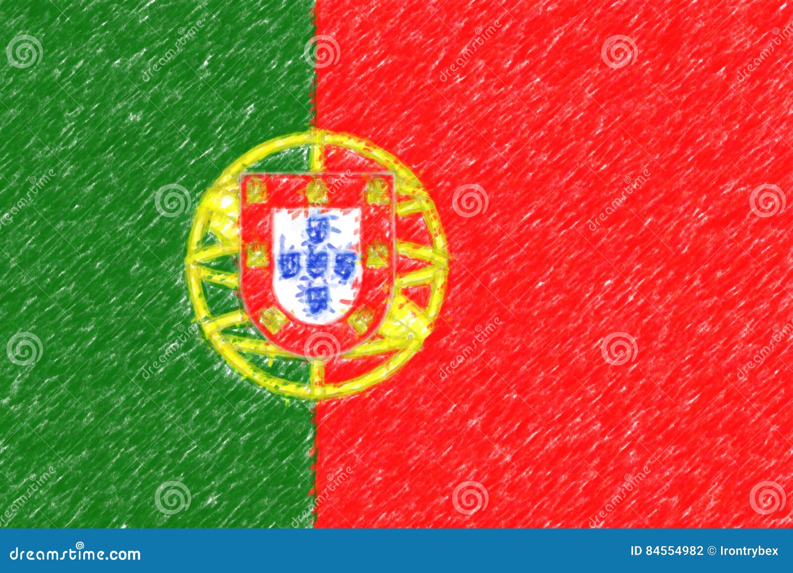 Flag of Portugal Background O Texture, Color Pencil Effect. Stock ...