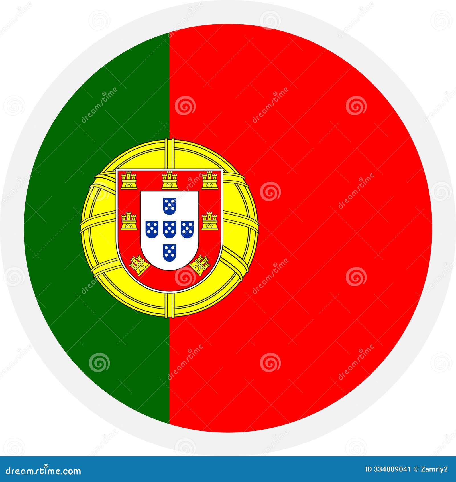 Flag of Portugal. Round Flat Icon Stock Illustration - Illustration of ...