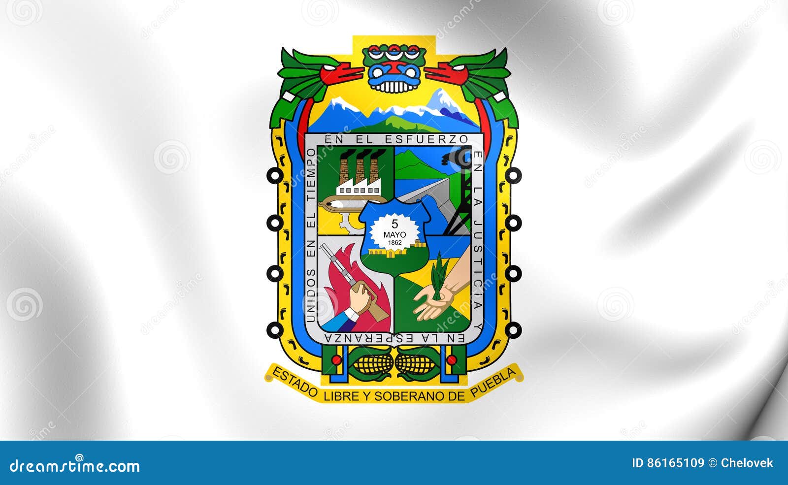 Flag of Puebla State, Mexico. Stock Illustration - Illustration of ...