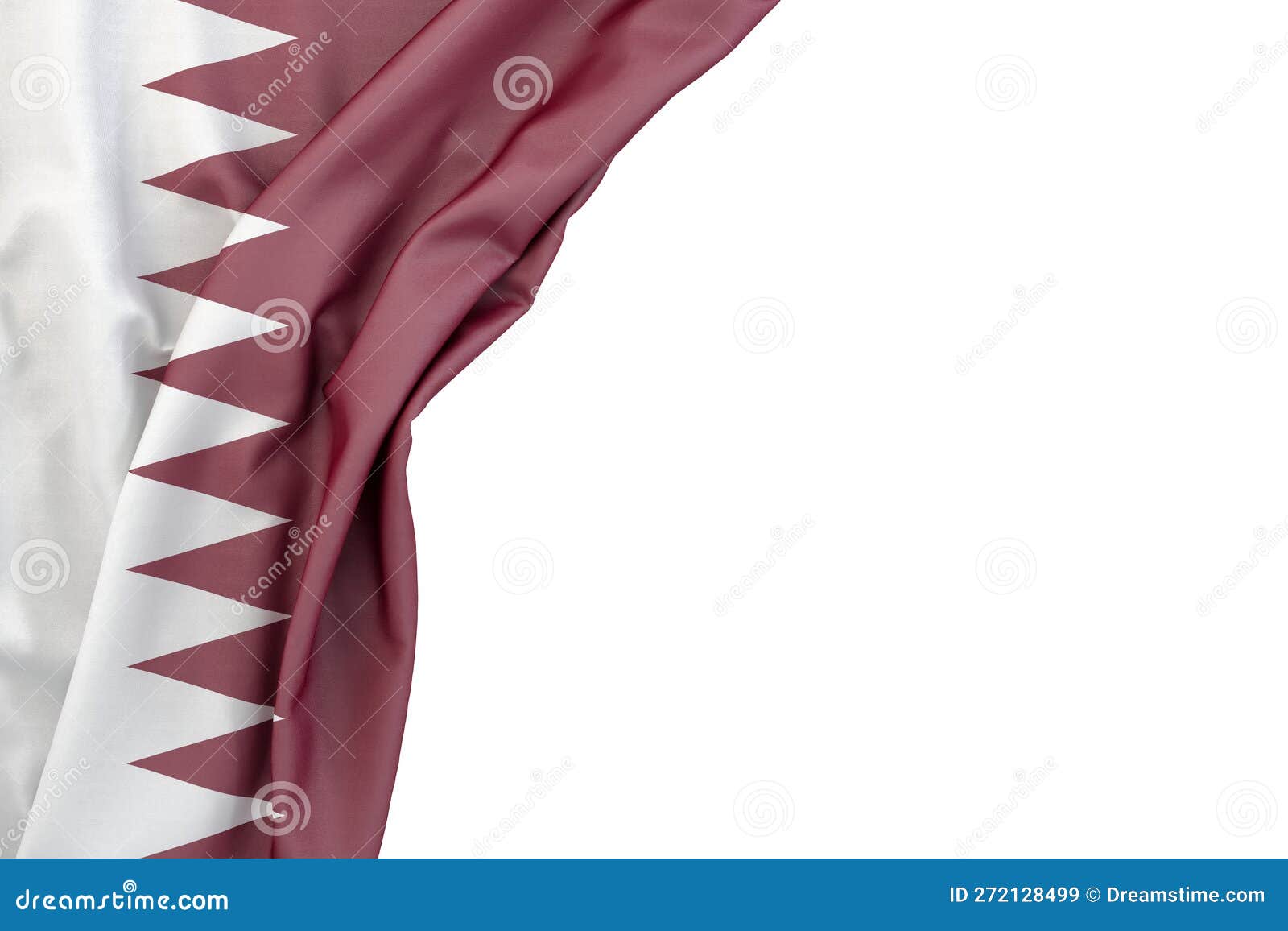 Flag of Qatar in the Corner on White Background. 3D Rendering Stock ...
