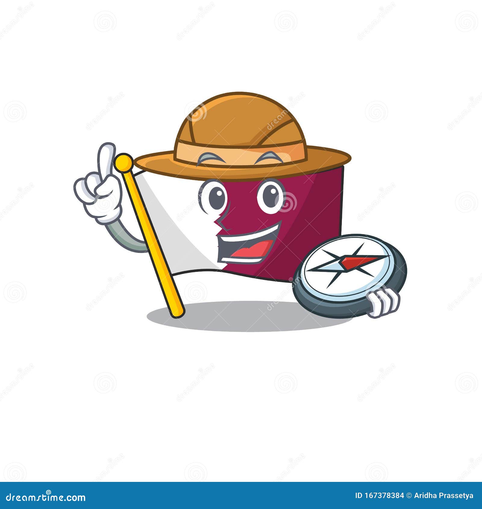 Flag Qatar Scroll a Stylized Explorer with a Compass Stock Vector ...