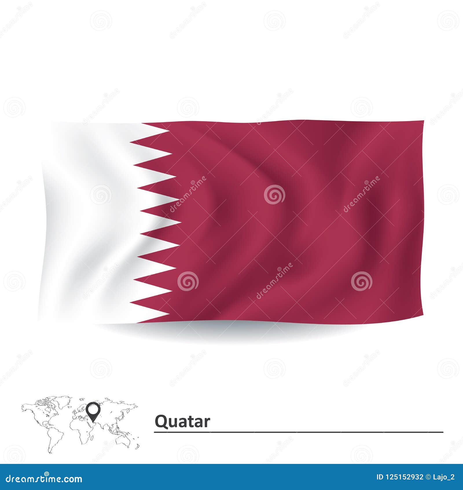 Flag of Quatar stock vector. Illustration of contour - 125152932