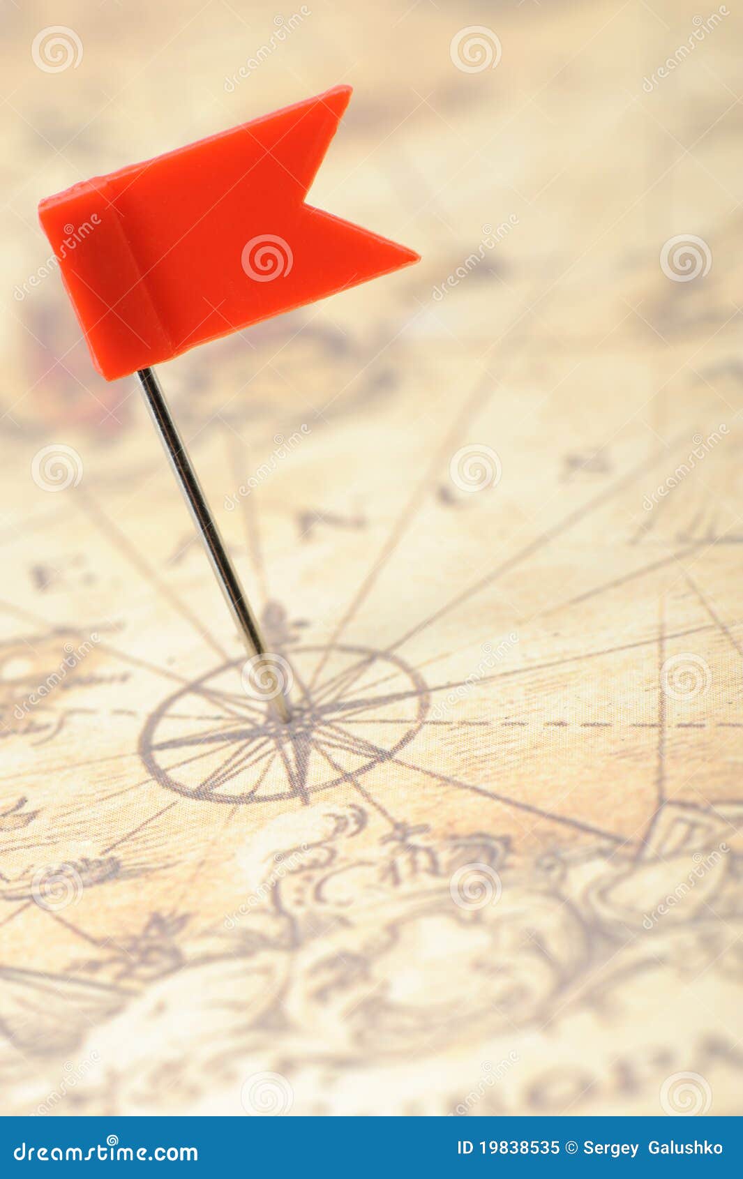 Flag red a pin on old map stock image. Image of cartography - 19838535