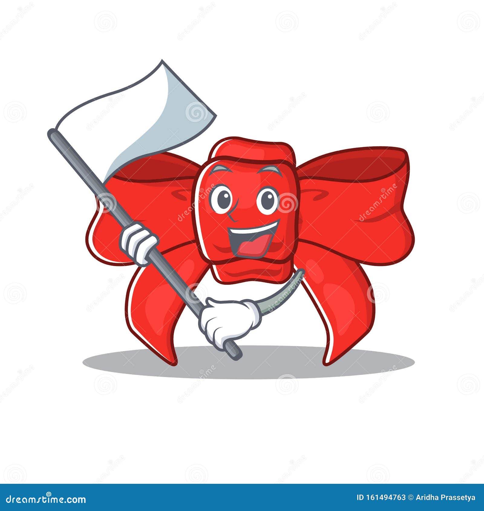 With Flag Red Ribbon Bow with the Cartoon Stock Vector - Illustration ...