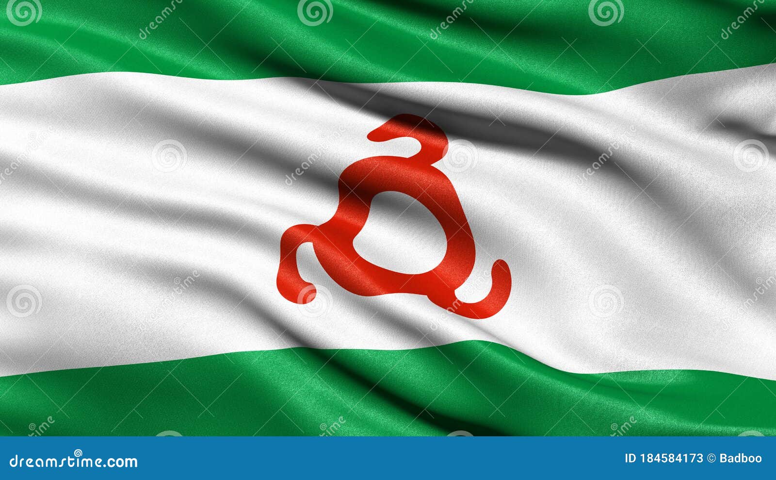 Flag of the Republic of Ingushetia Waving in the Wind. 3D Illustration ...