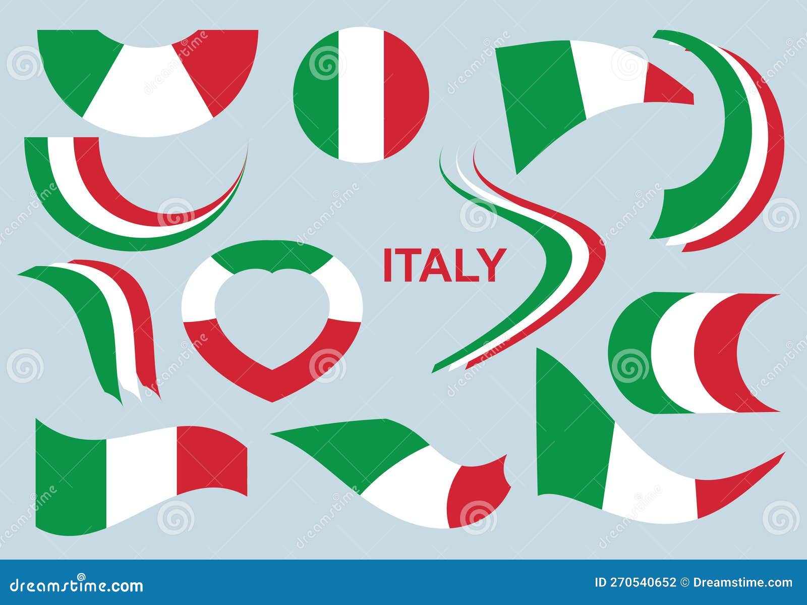 Flag of Republic of Italy - Vector Set of Curved Shapes Stock Vector ...