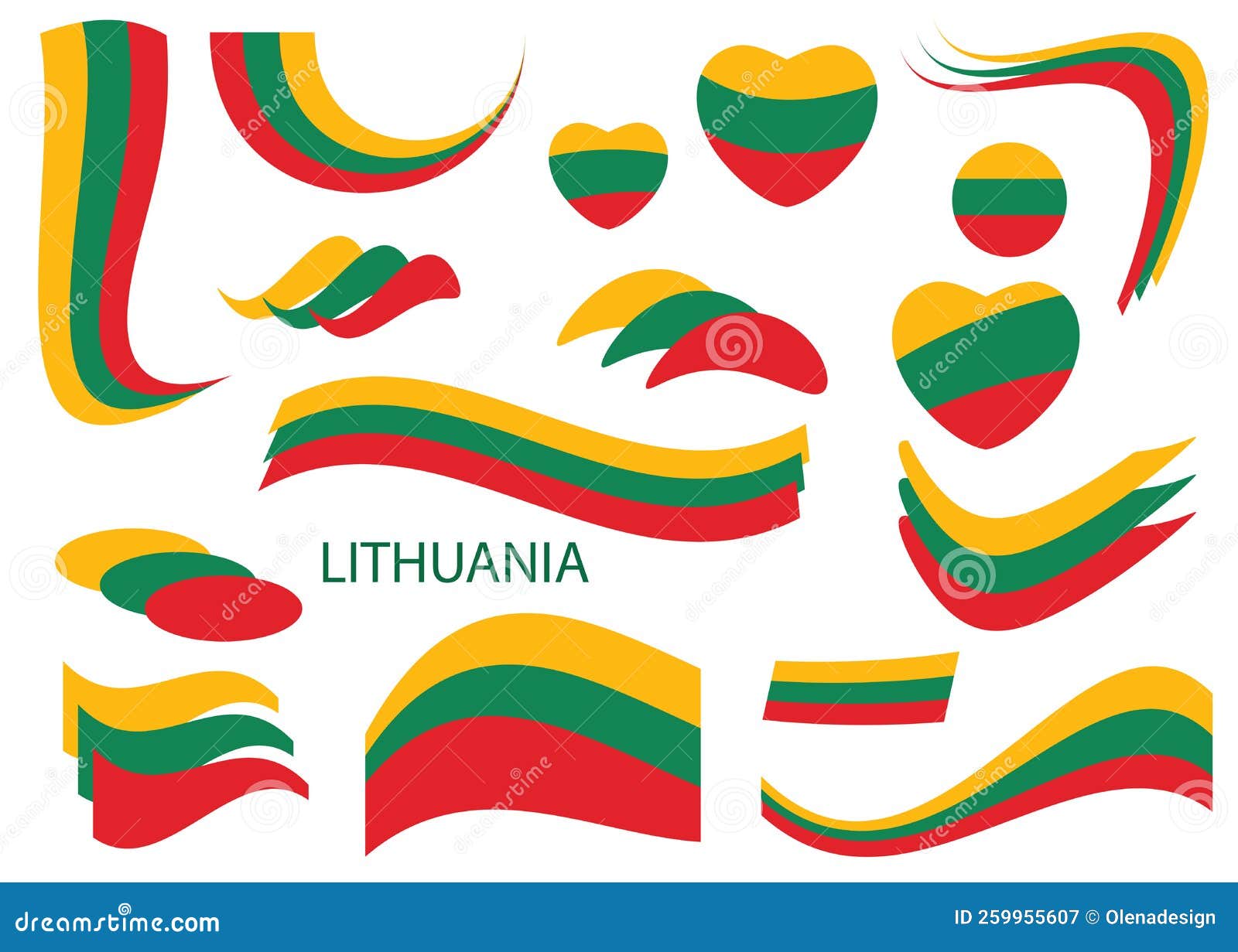 Flag of Republic of Lithuania - Vector Elements and Curved Shapes Stock ...