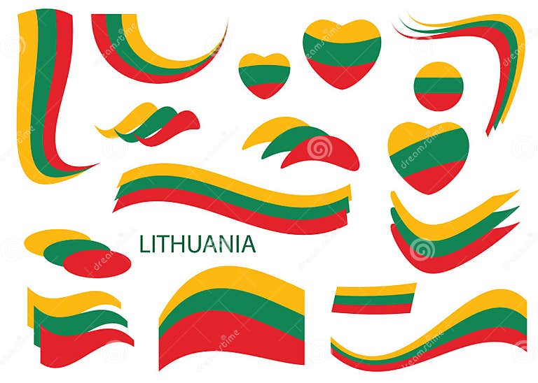 Flag of Republic of Lithuania - Vector Elements and Curved Shapes Stock ...