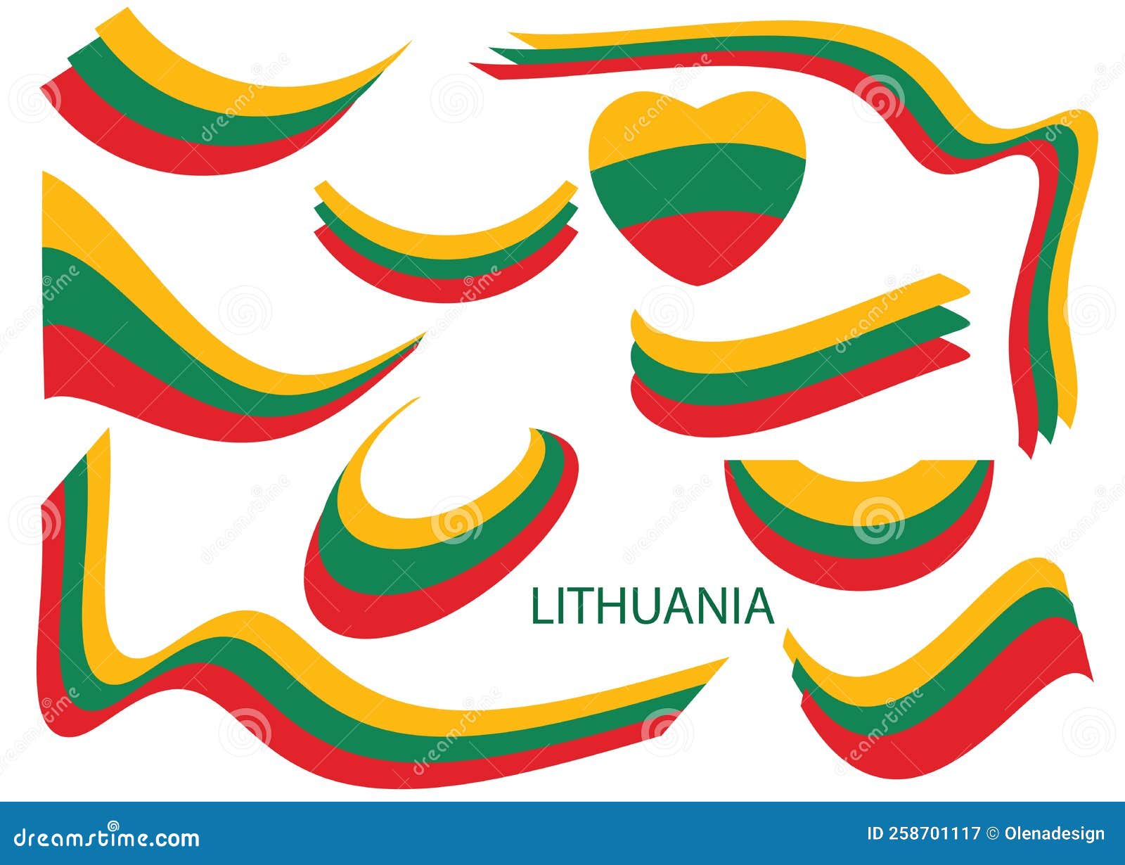 Flag of Republic of Lithuania - Vector Elements and Wavy Shapes Stock ...