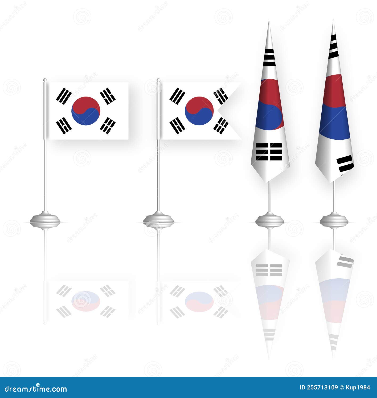 Flag of the Republic of South Korea in Four Versions, Vector ...