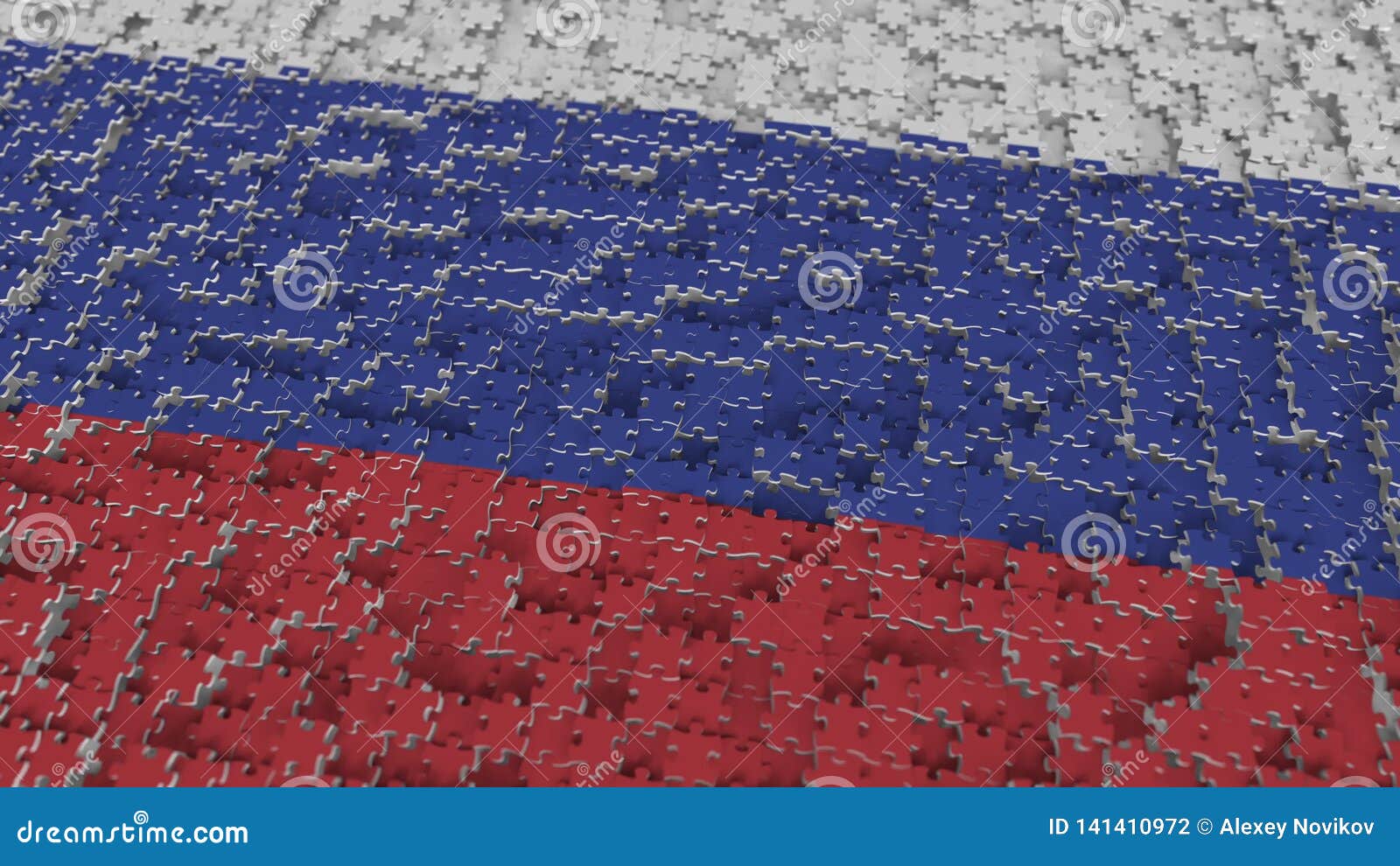 Flag of Russia Being Made with Jigsaw Puzzle Pieces. Russian Problem ...